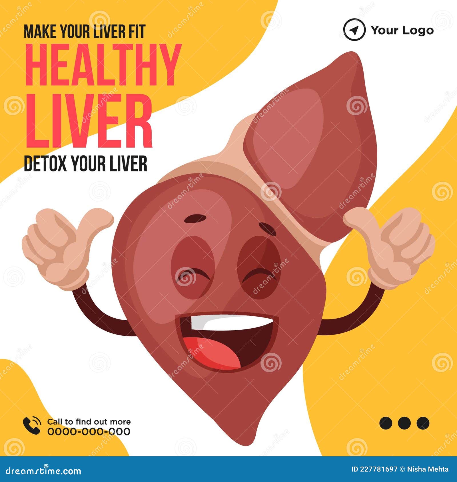 Banner Design of Healthy Happy Liver Stock Vector - Illustration of ...