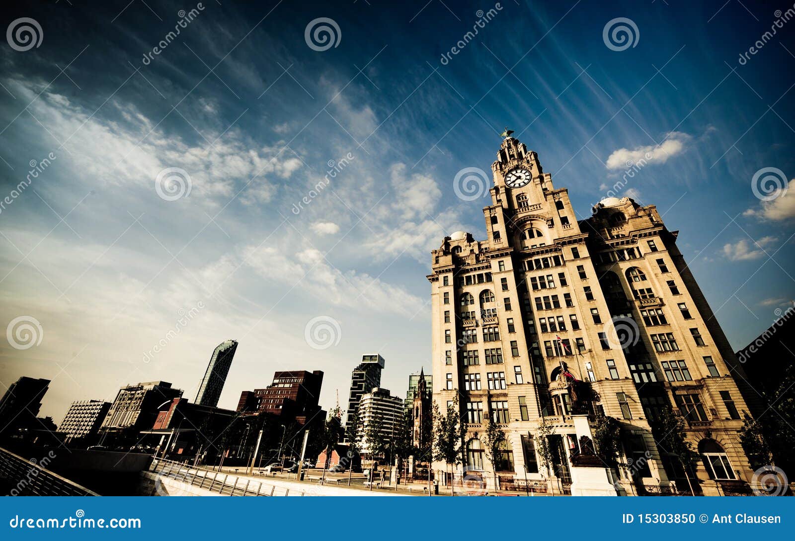 Liver Building during Daytime with Blue Sky and Cl Stock Photo - Image ...