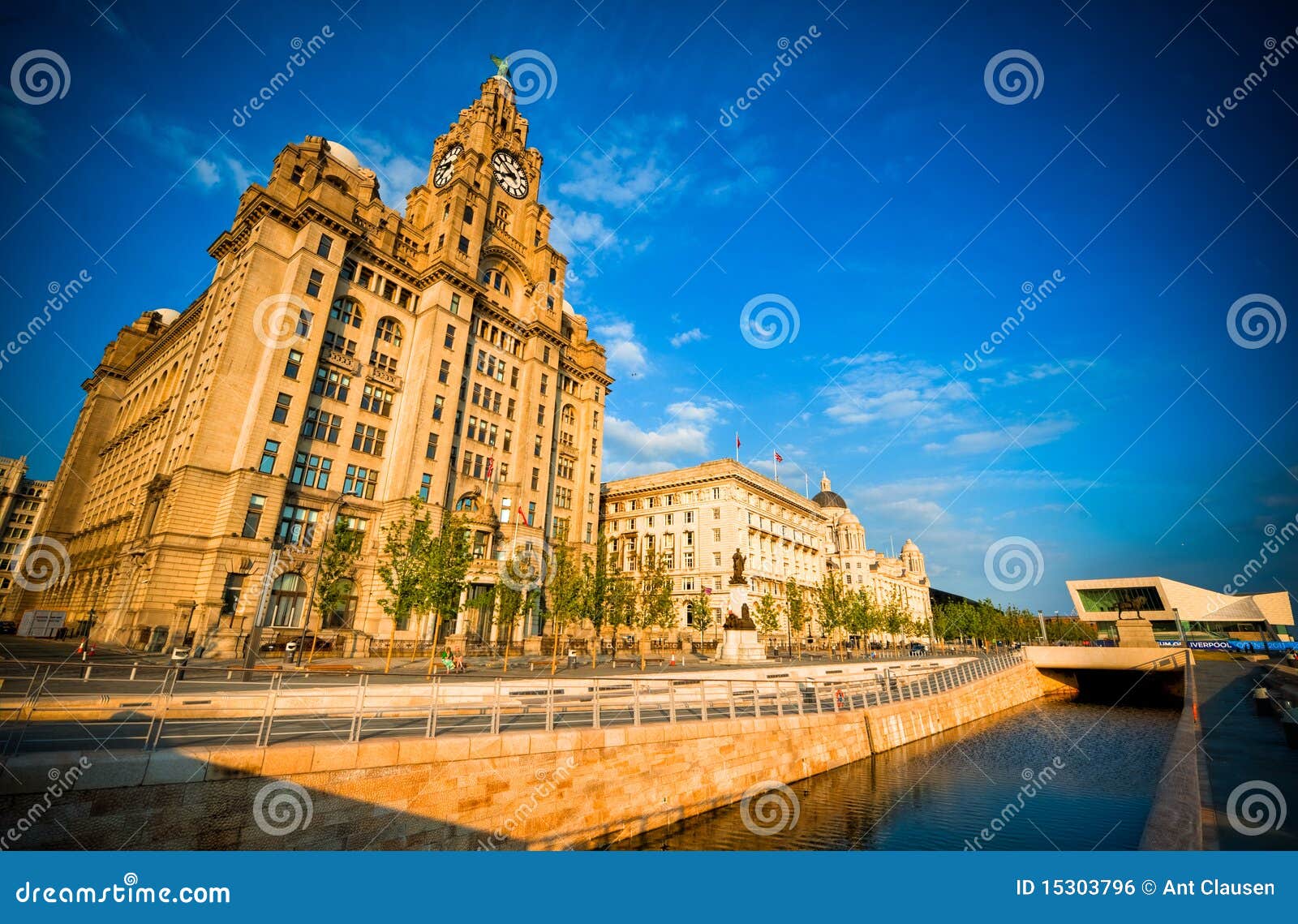 Liver Building in Warm Sunlight with Blue Sky Stock Photo - Image of ...