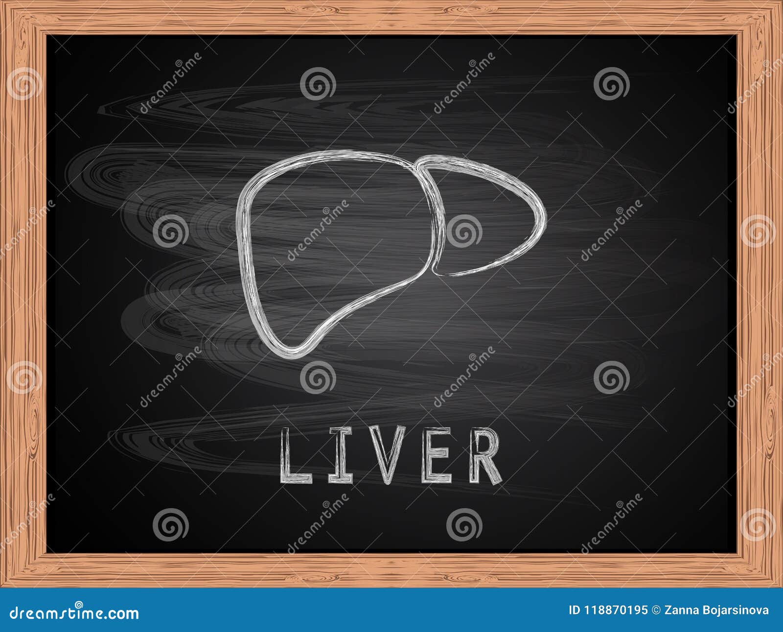 Liver Icon on Blackboard Flat Design. Stock Vector - Illustration of ...
