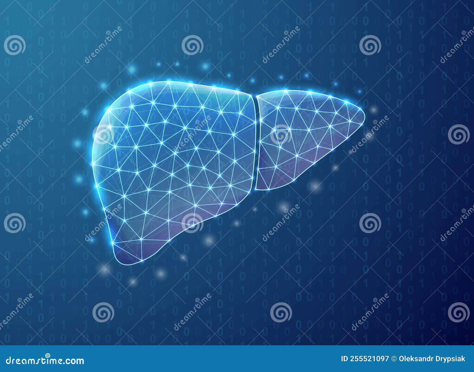 Liver Polygonal Symbol with Binary Code Background. Hepatitis Concept ...