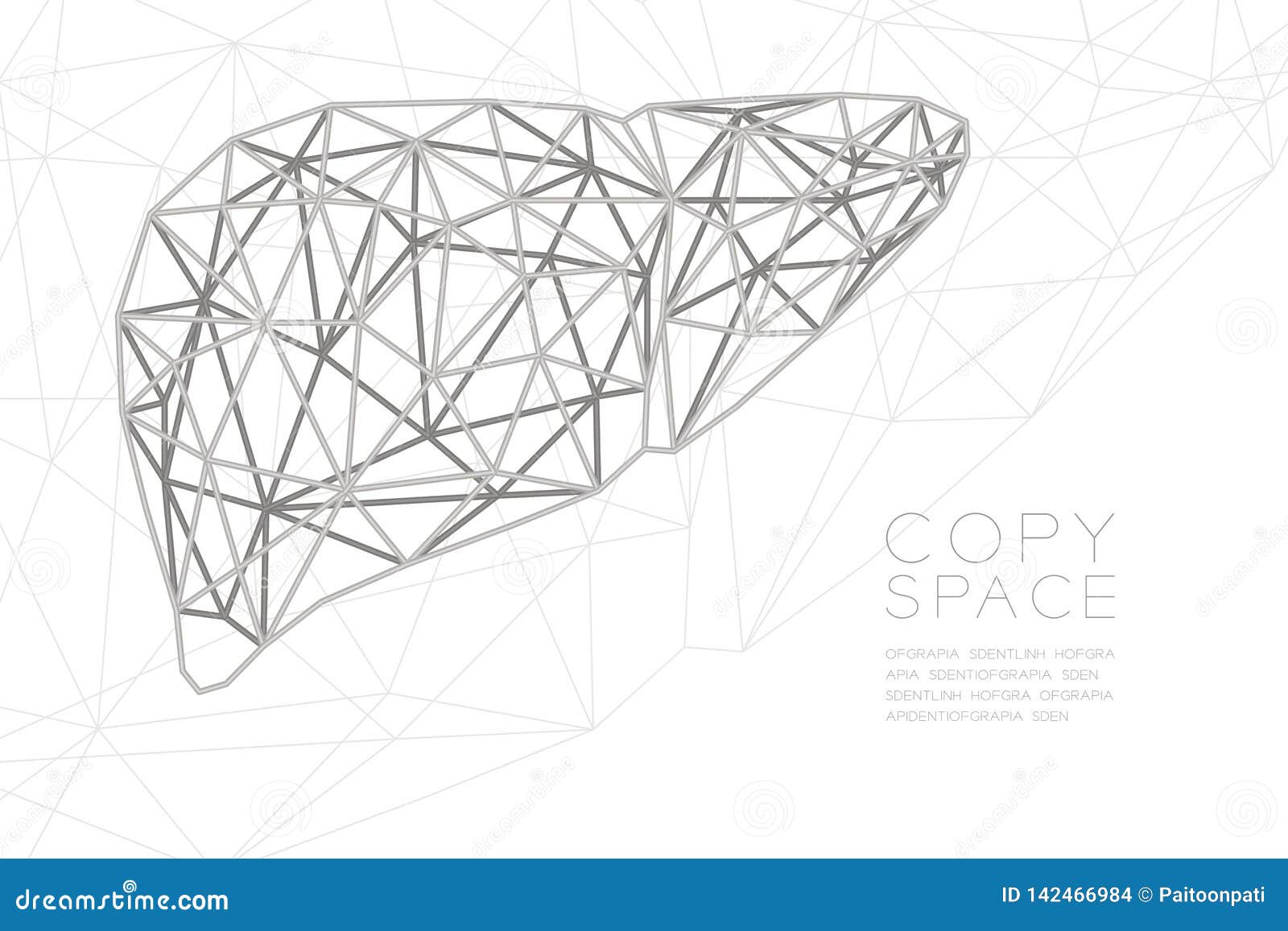 Liver Shape Wireframe Polygon Silver Frame Structure, Medical Science ...