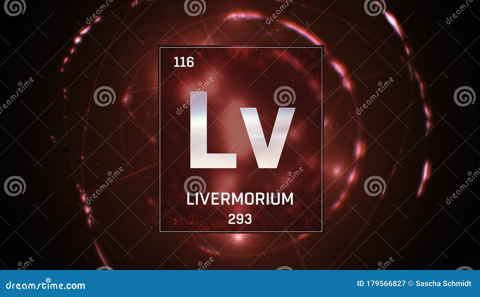 Livermorium As Element 116 of the Periodic Table 3D Illustration on Red ...