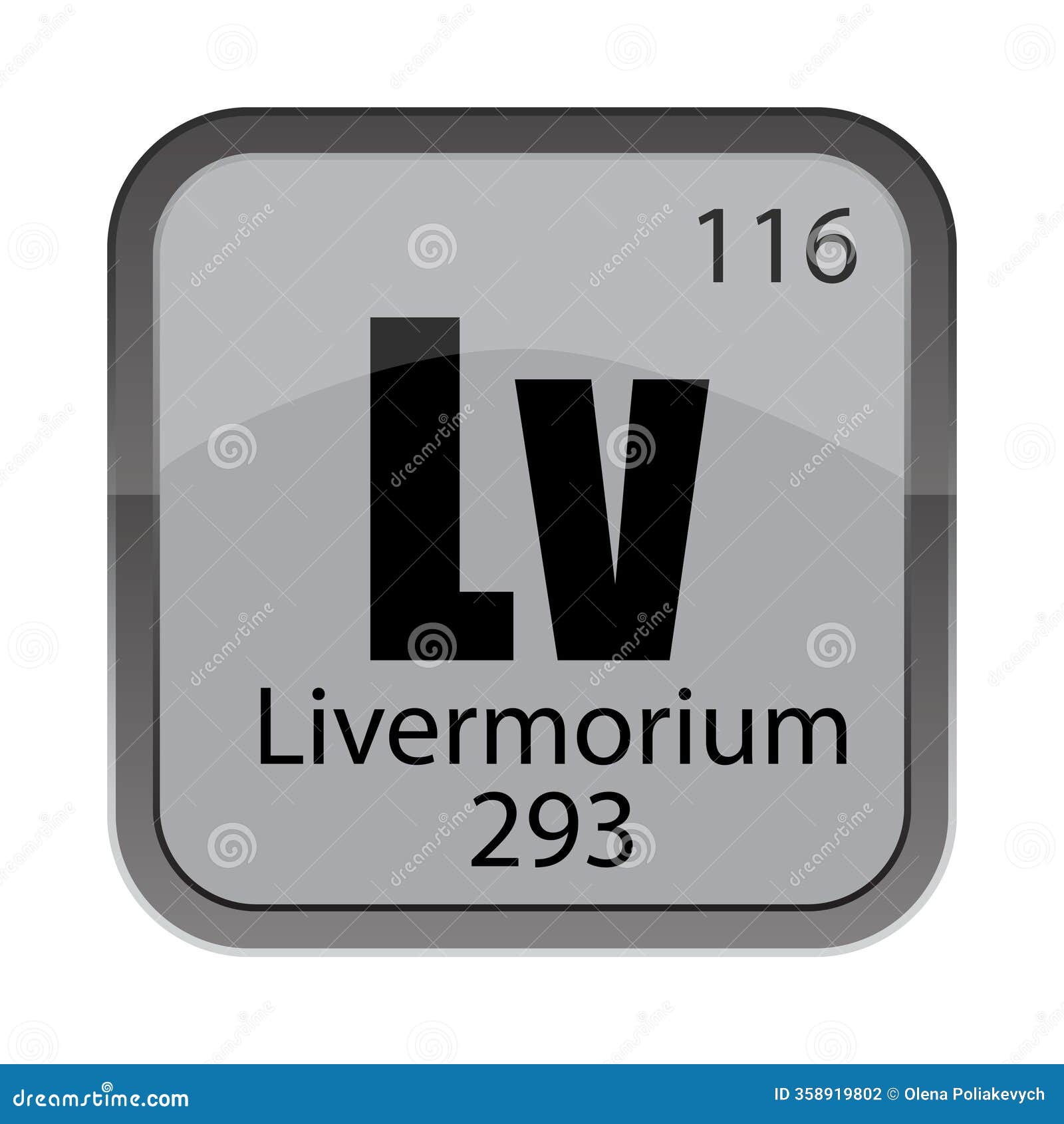 Livermorium Chemical Element. 116 Atomic Number. Two Hundred Ninety ...