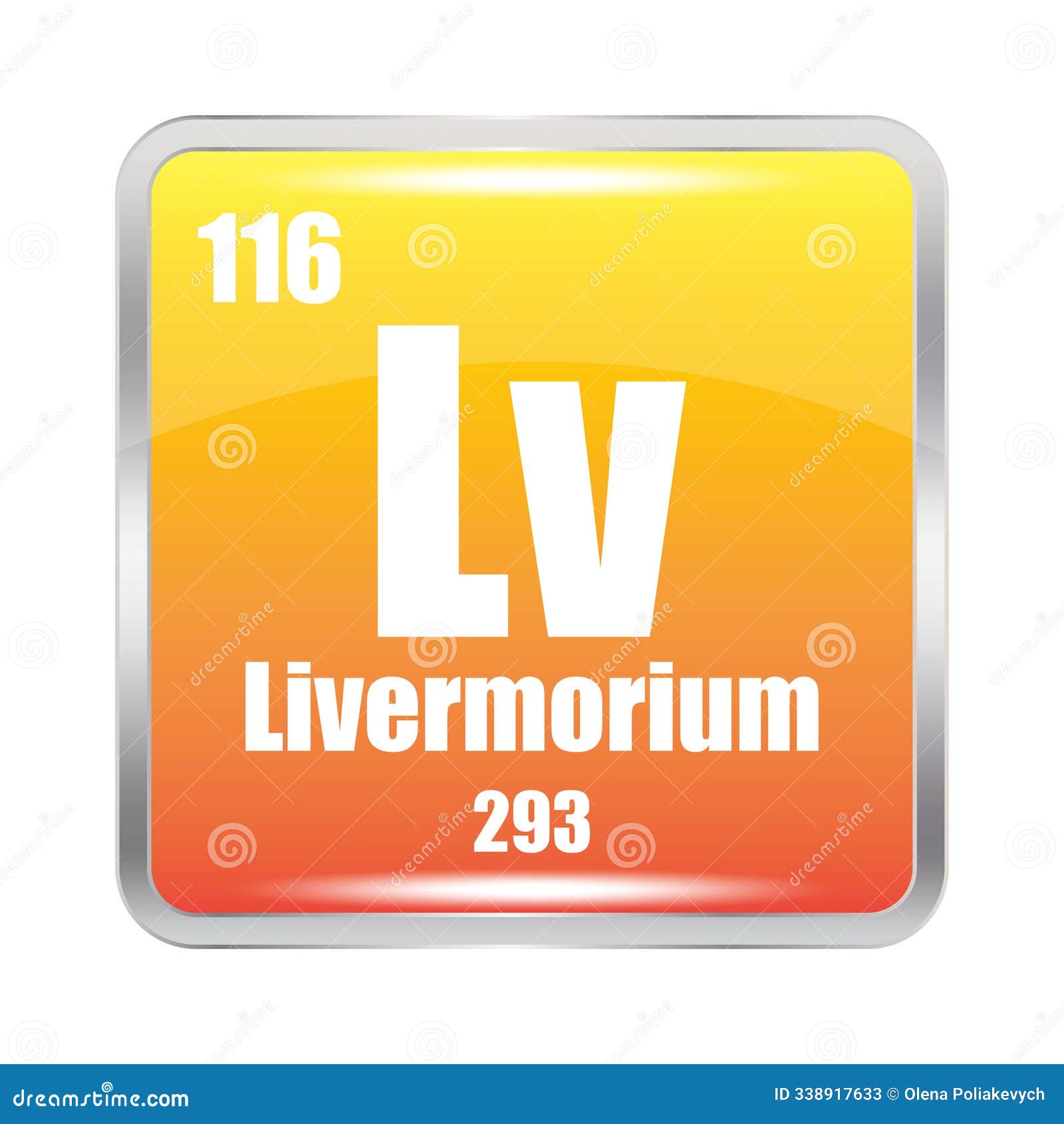 Livermorium Element Symbol. Atomic Number 116. Mass 293. Yellow Square ...