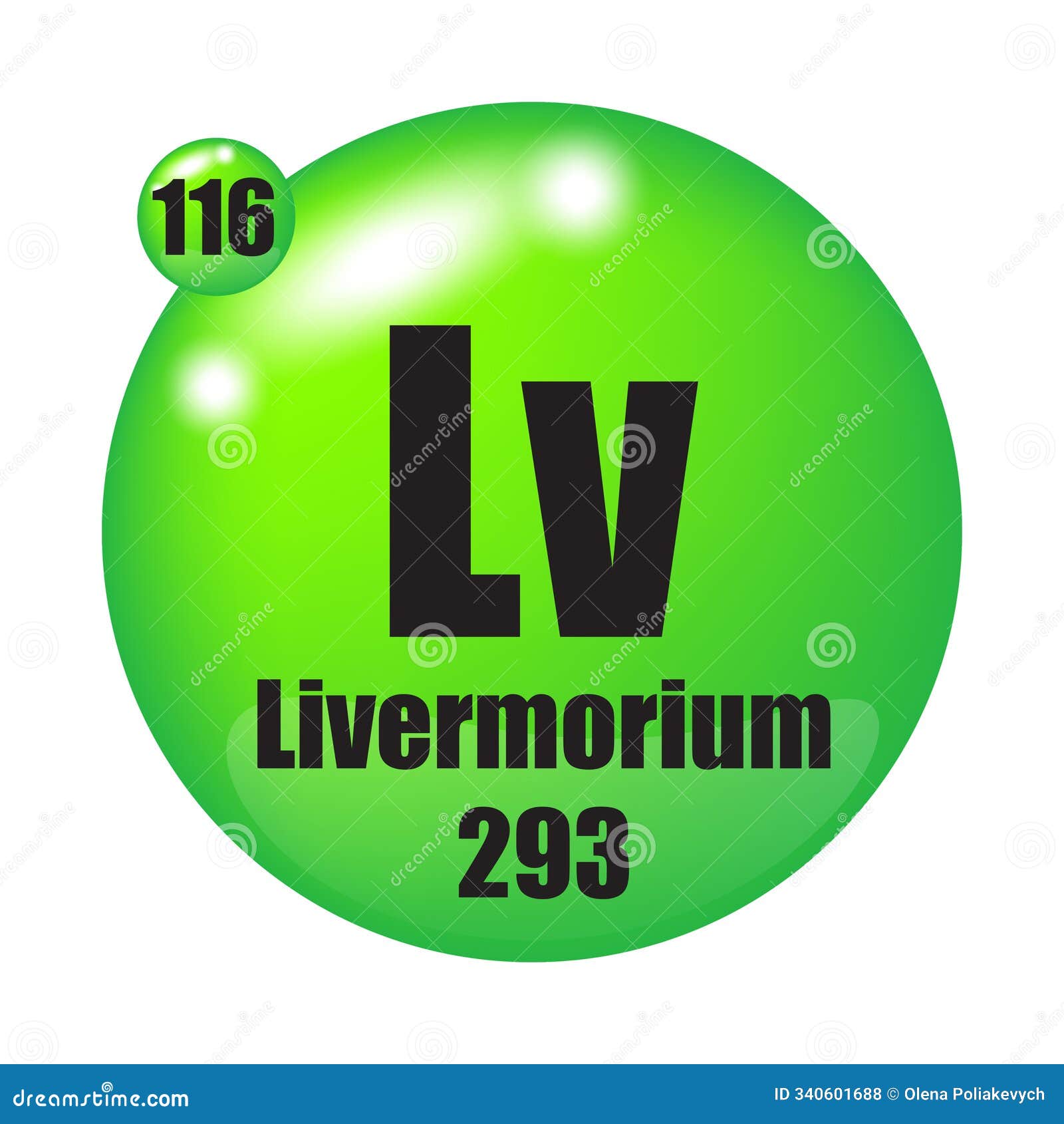 Livermorium Icon. Lv Chemical Element. Atomic Number 116. Mass 293 ...