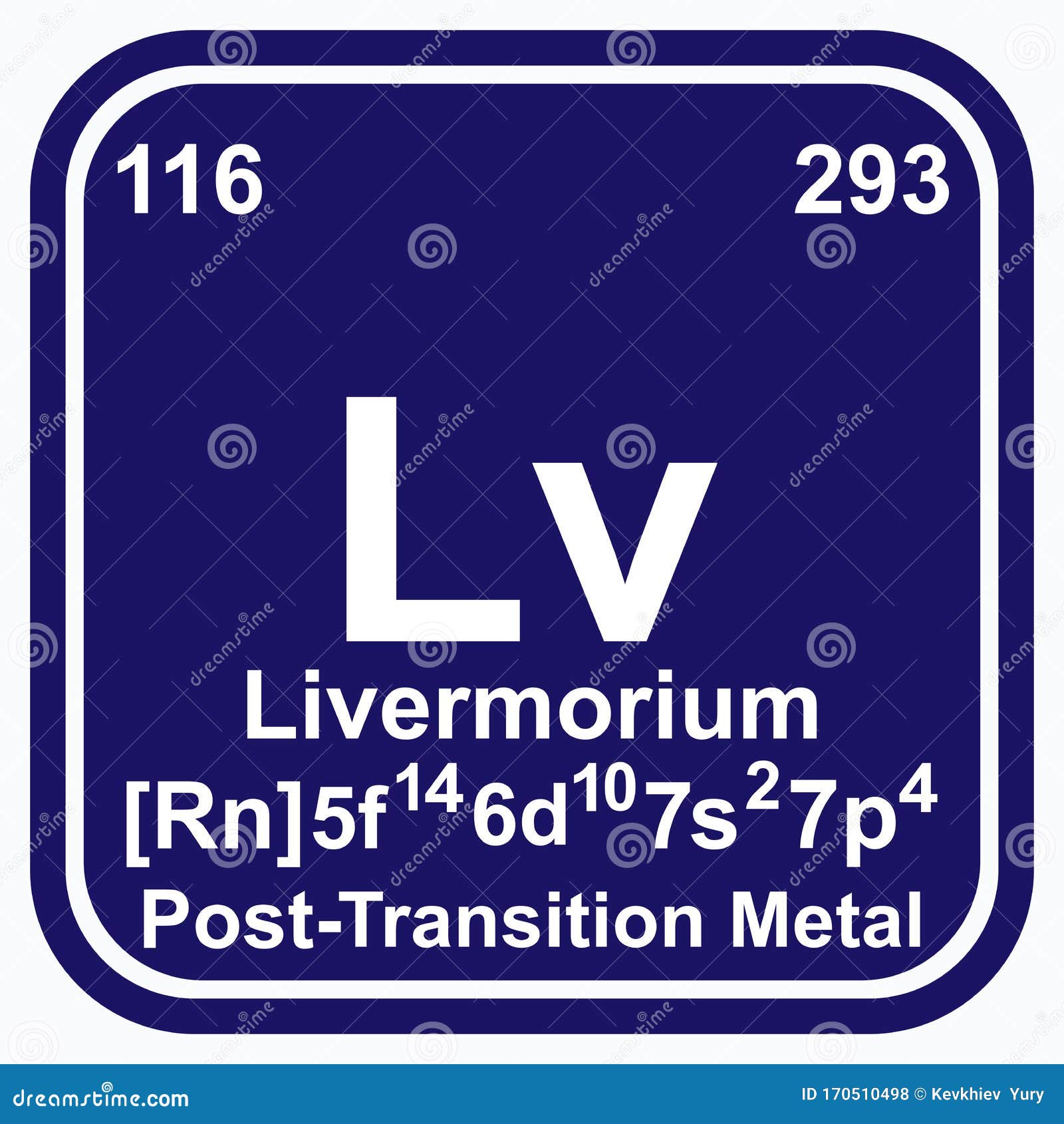 Livermorium Periodic Table of the Elements Vector Illustration Eps 10 ...