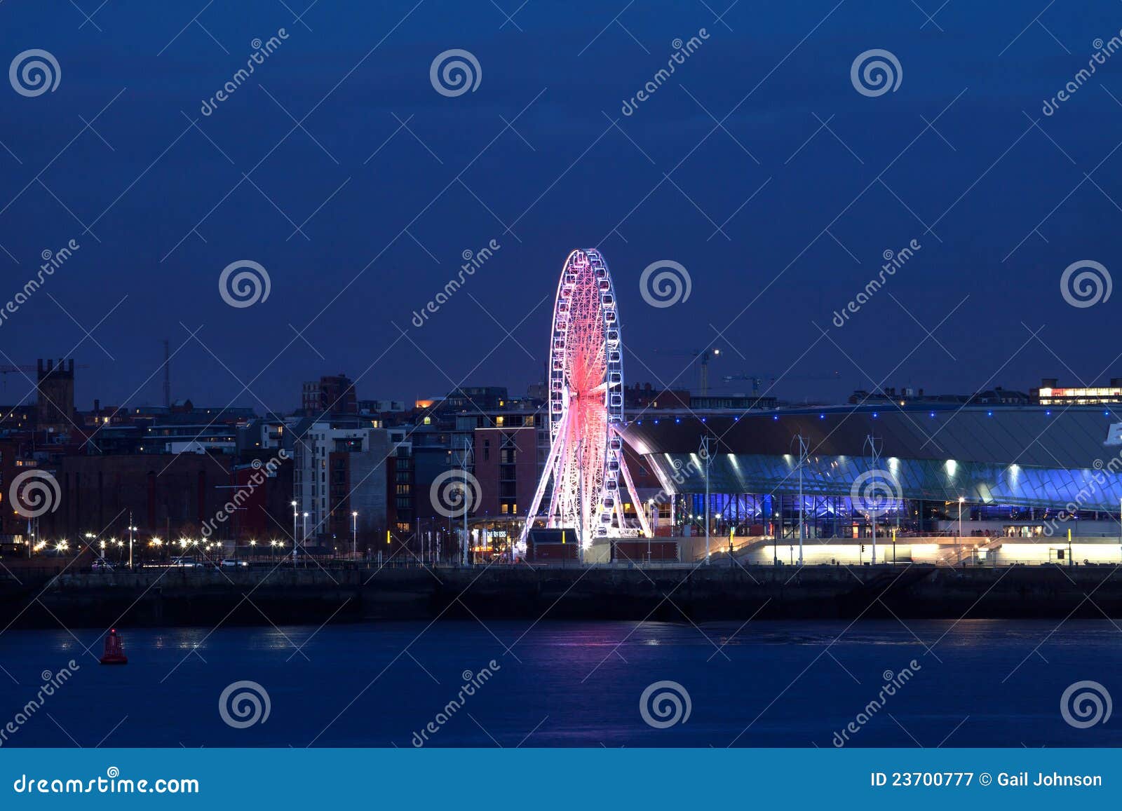 Liverpool City View Ferris Wheel Stock Image - Image of night ...
