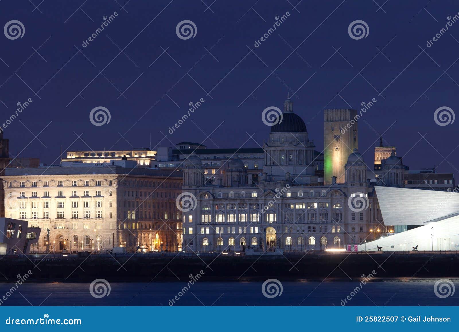 Liverpool night cityscape stock image. Image of city - 25822507