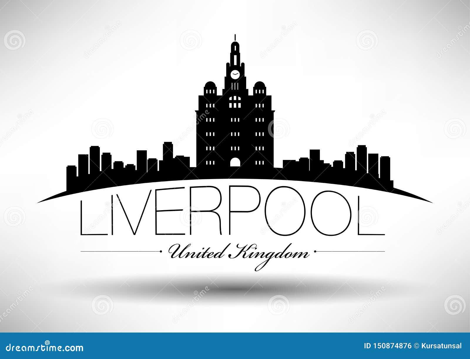 Liverpool Skyline with Typography Design Stock Illustration ...