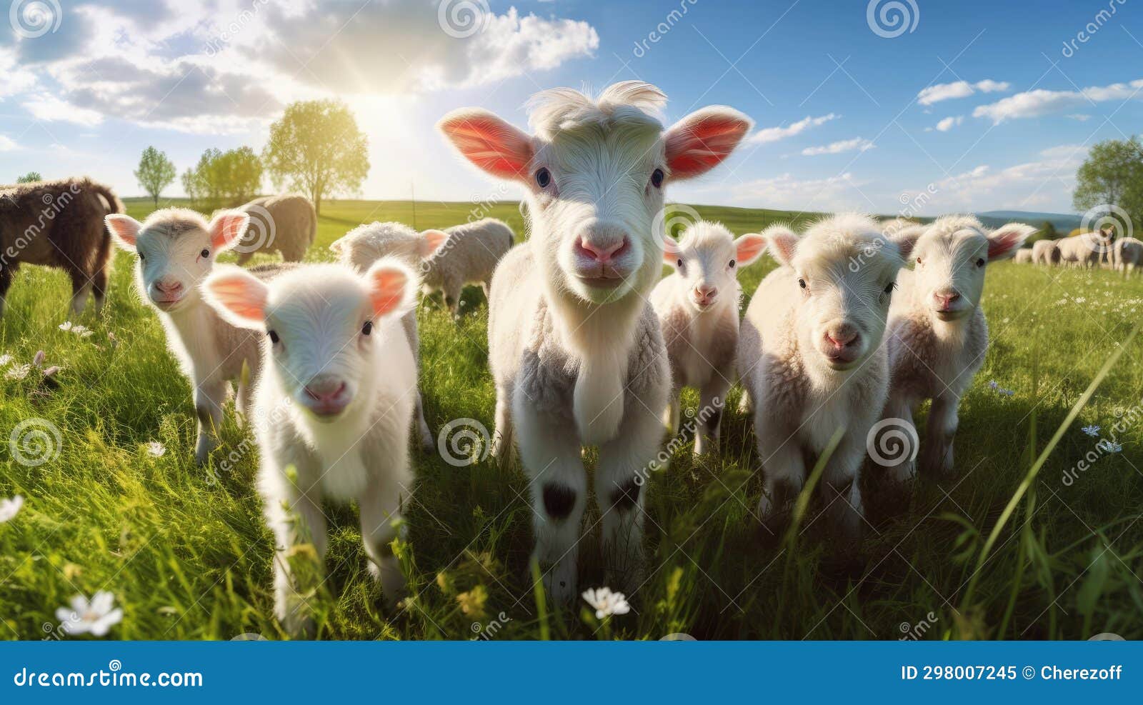 Livestock grazing on grass stock image. Image of field - 298007245