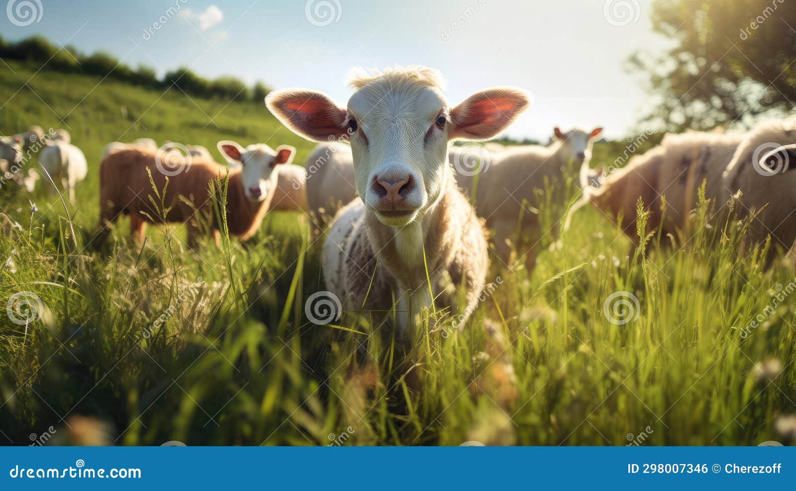 Livestock grazing on grass stock photo. Image of farming - 298007346