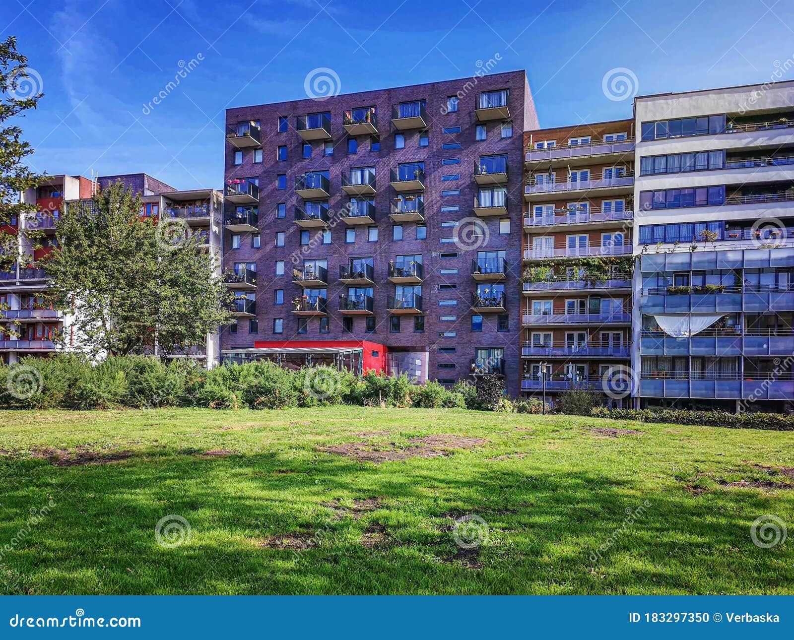 Living Apartment Blocks Behind the Lawn. Taken in Java Eiland Editorial ...