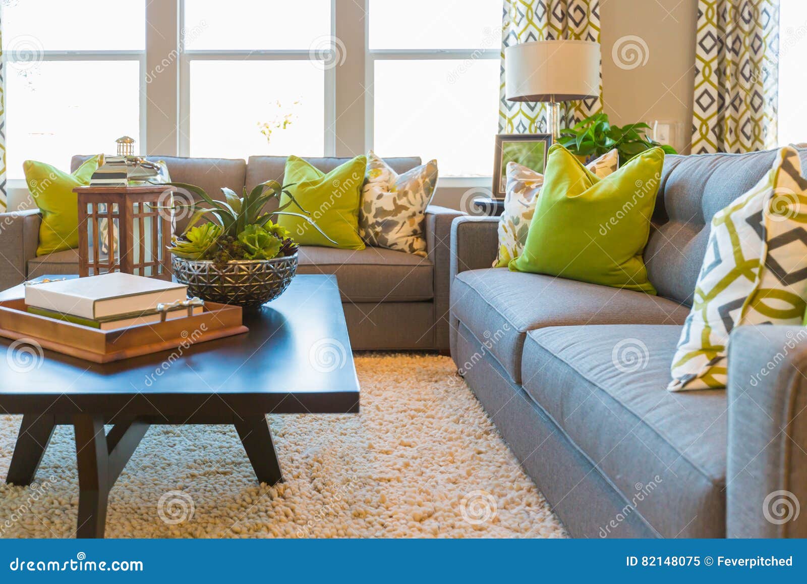 Living Area with Coffee Table and Couch Stock Image - Image of interior ...