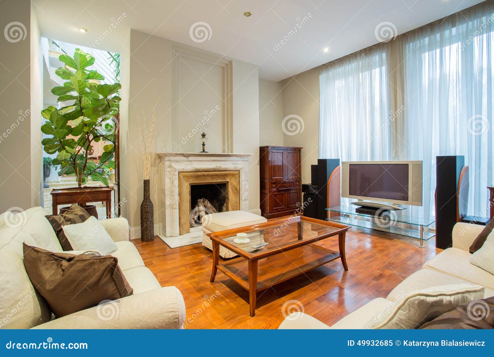 Living Area in Traditional Style Interior Stock Image - Image of indoor ...