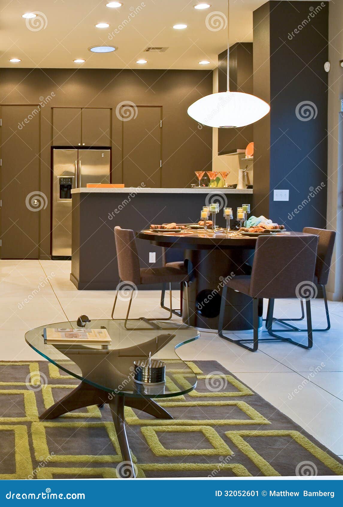 Living and Dining Room stock image. Image of interior - 32052601