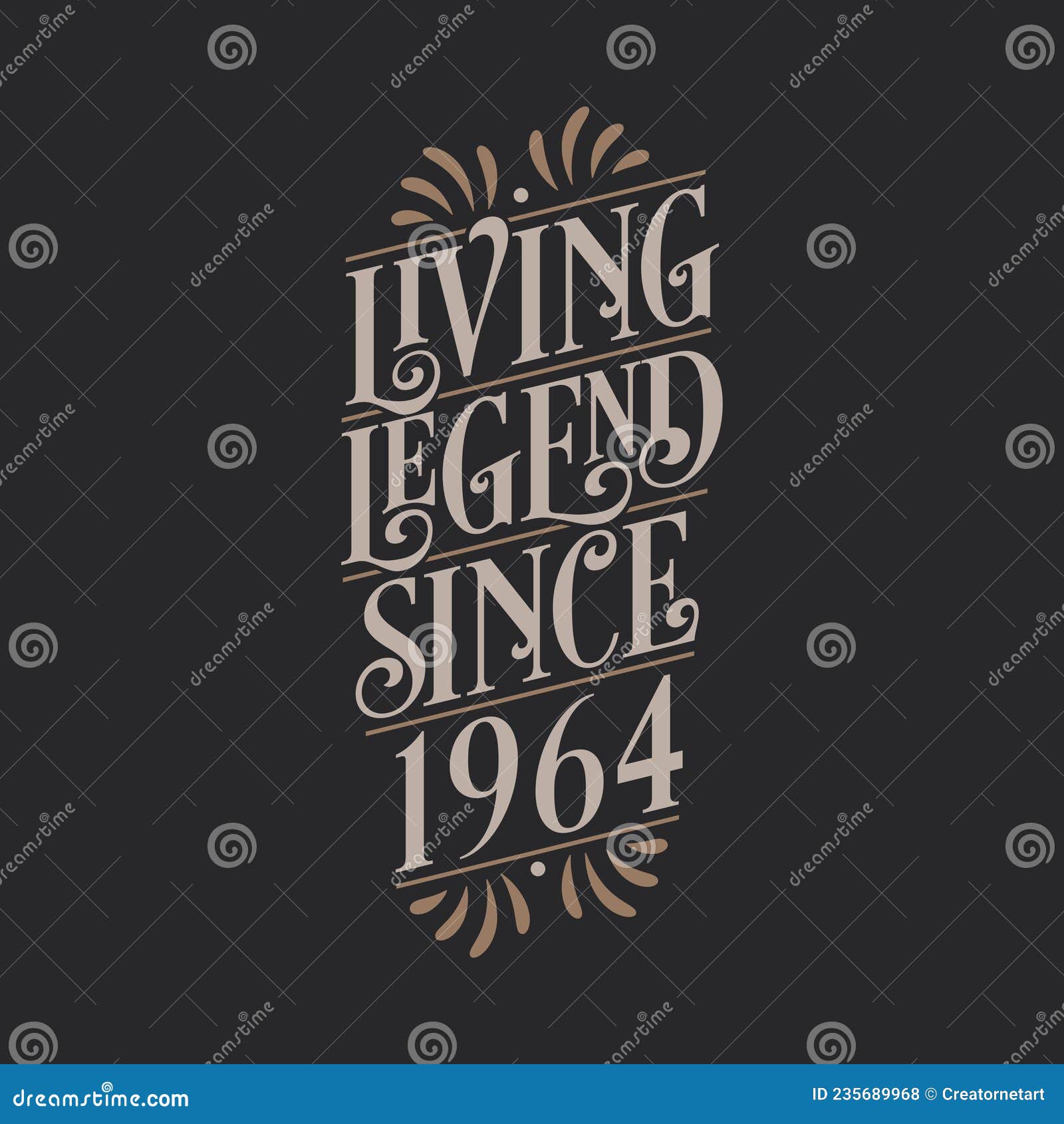 1964 Birthday Of Legend, Living Legend Since 1964 Cartoon Vector ...