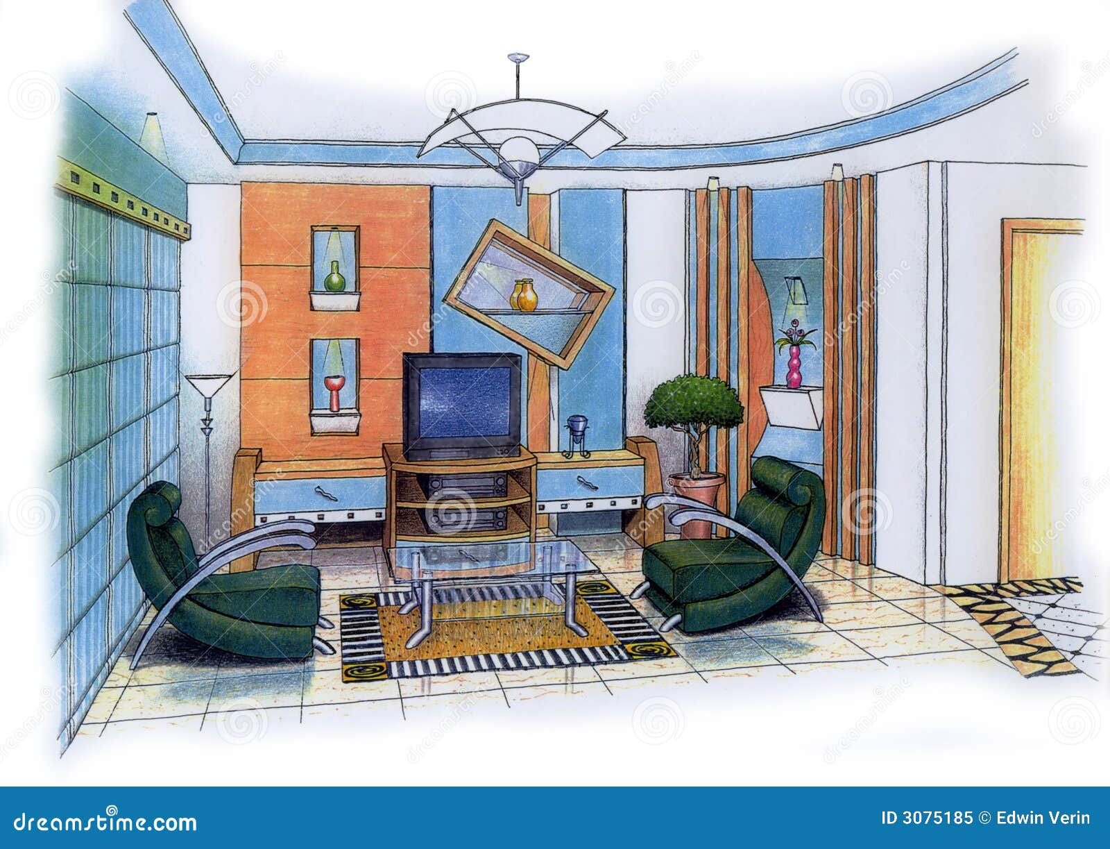 Living Room stock illustration. Illustration of architecture - 3075185