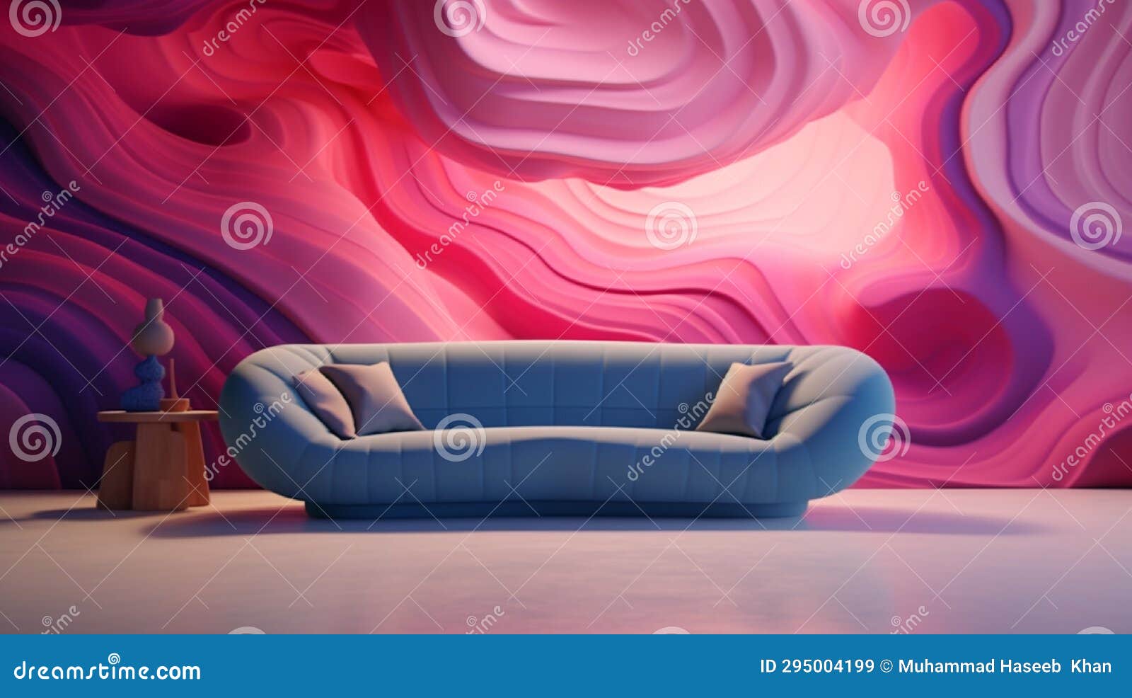 Living Room Background with Abstract Design Behind the Bed Stock ...
