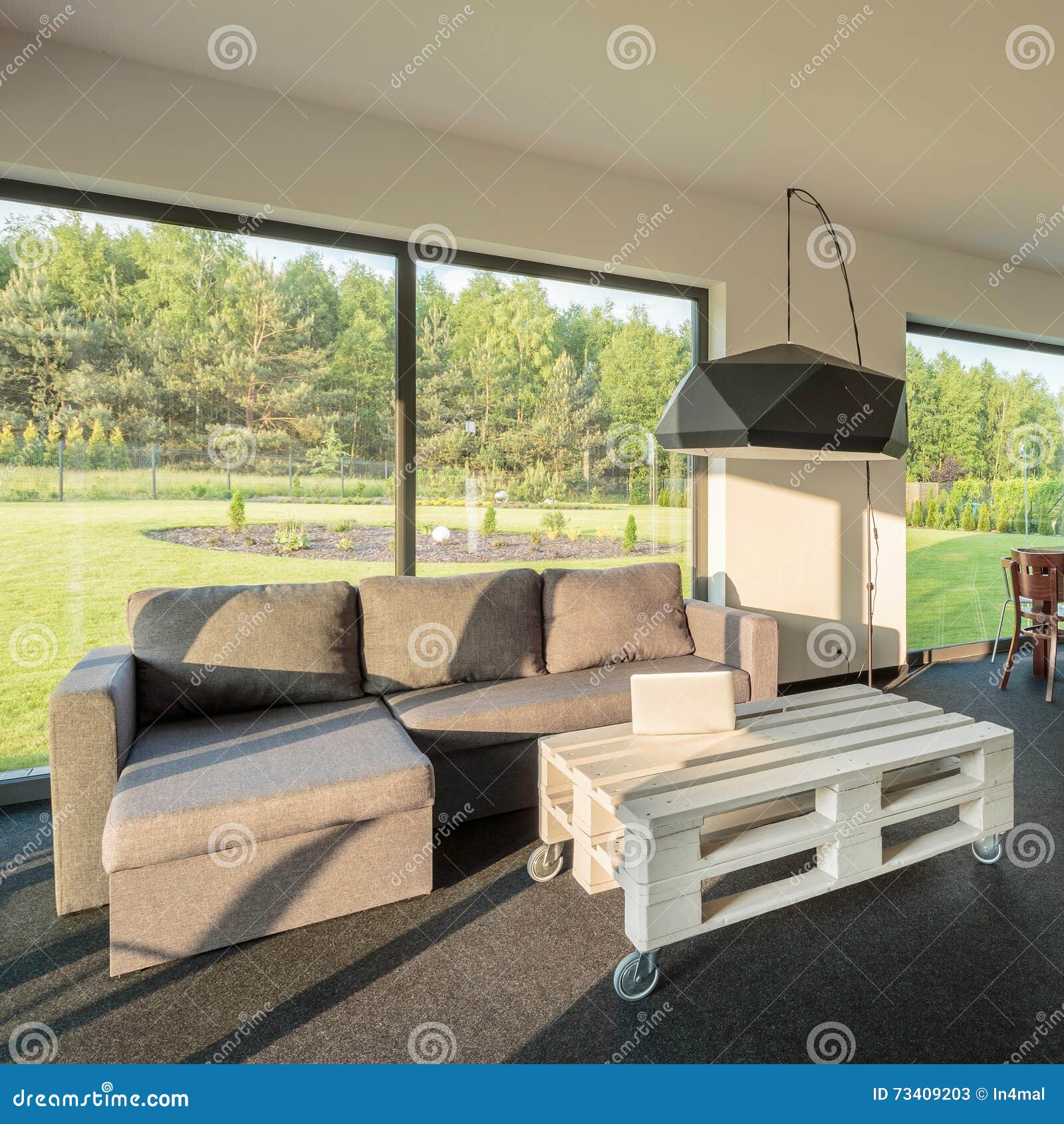 Living Room with Big Windows Stock Image - Image of home, window: 73409203