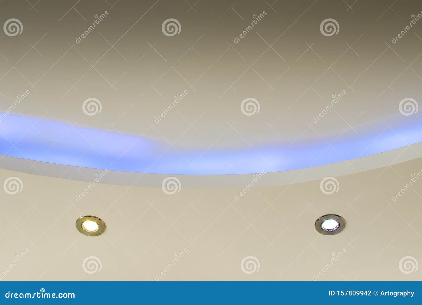 Ceiling Halogen Spots and Hidden Light Stock Photo - Image of profile ...