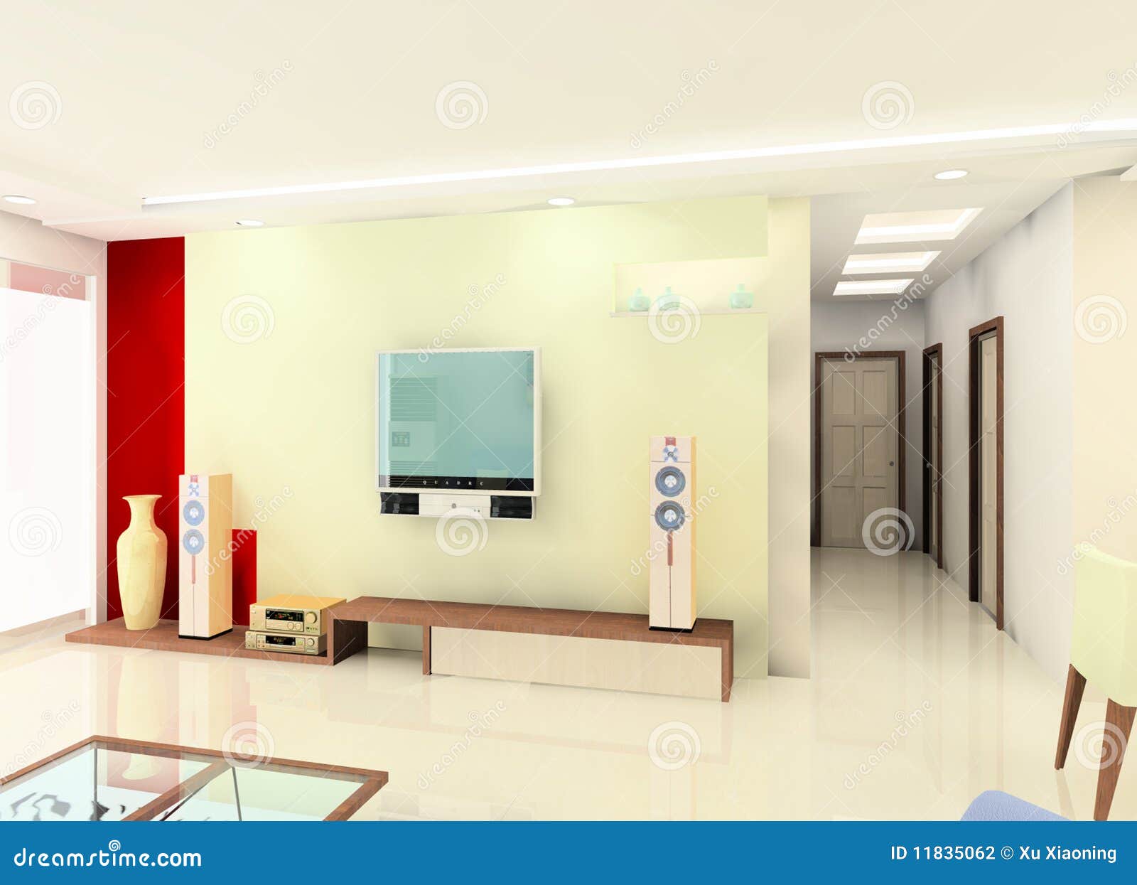 Living room and corridor stock illustration. Illustration of decorate ...