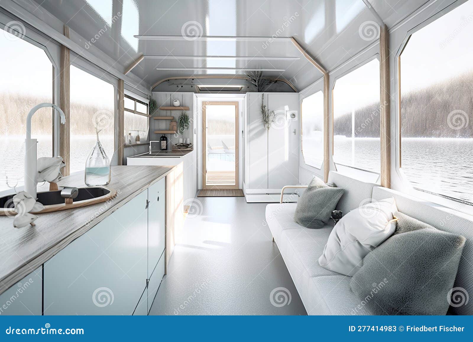 A Living Room with a Couch a Sink and a Window. AI Generative Image ...