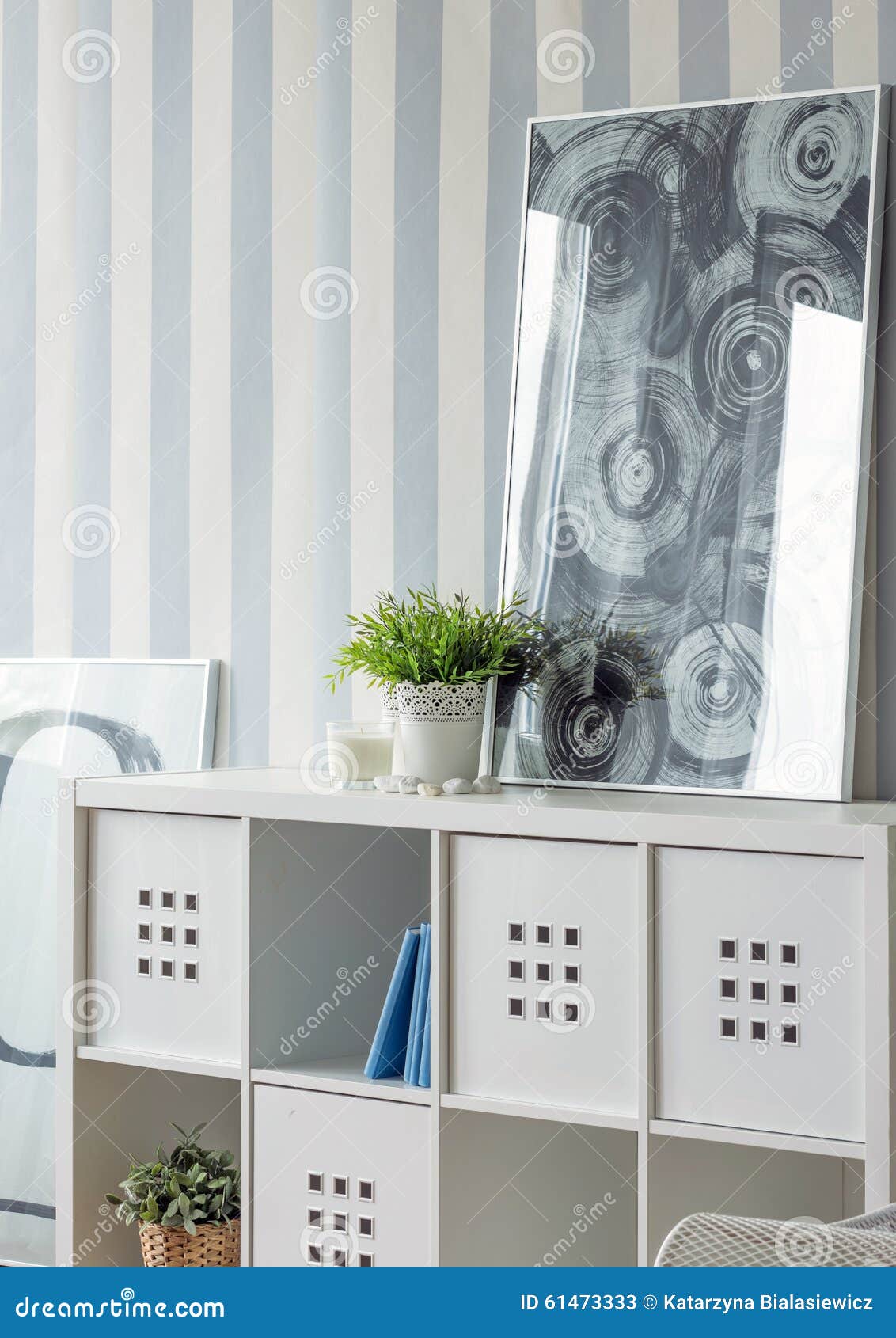 Living Room with Cube Storage Stock Image - Image of interior, room ...