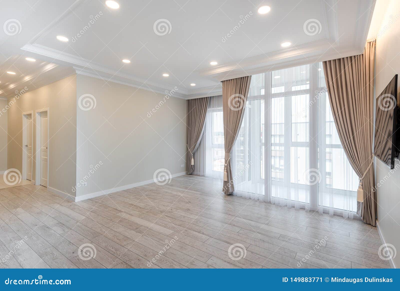 Living Room with Empty Space. Home Interior Stock Image - Image of ...