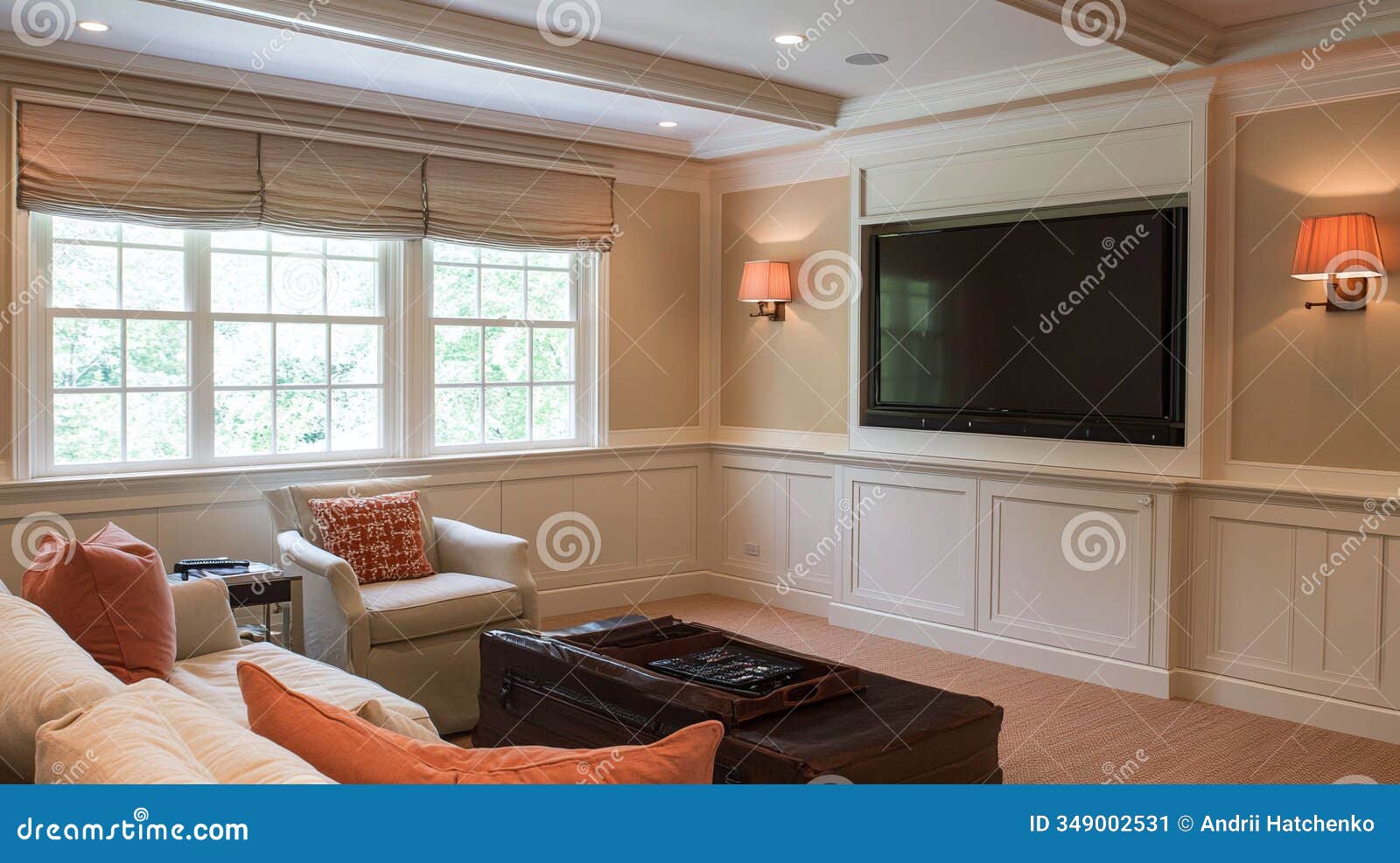 A Living Room Featuring A Wall-mounted TV With Concealed Cable Storage ...