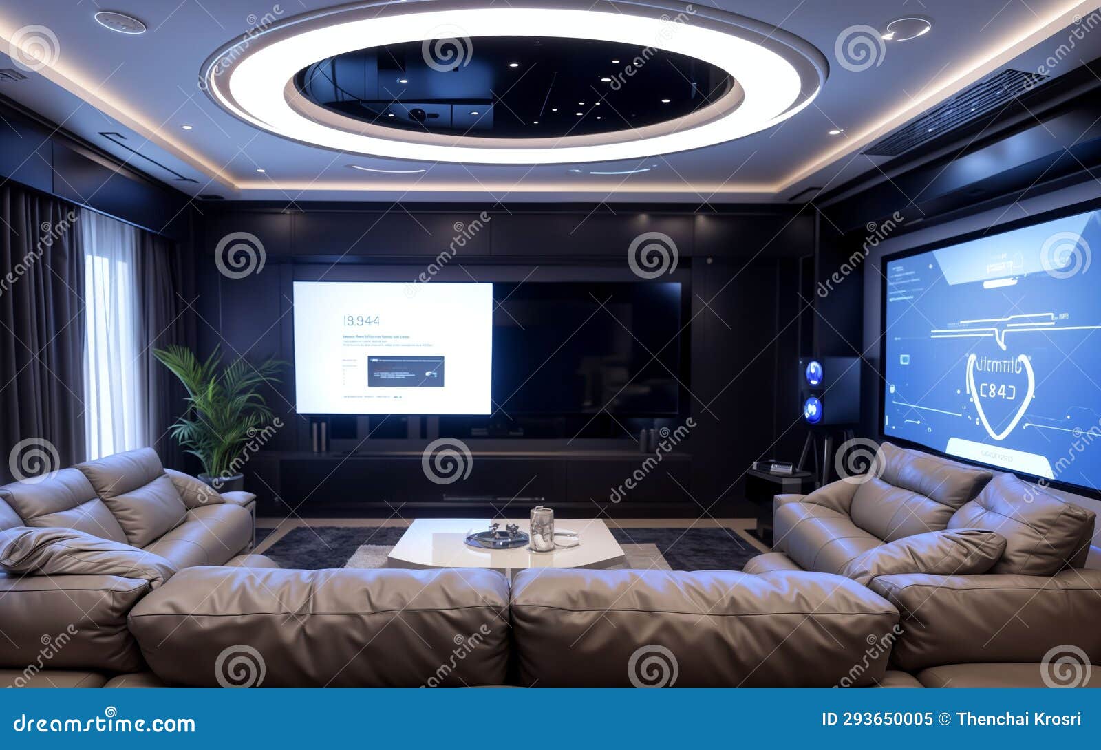 The Living Room of the Future World is Modern and Has a Digital ...