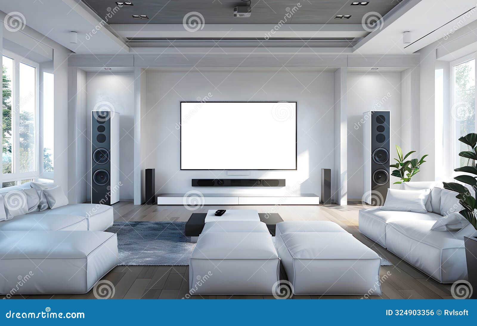 Living Room in High-Tech Interior, Technology Interior Concept ...