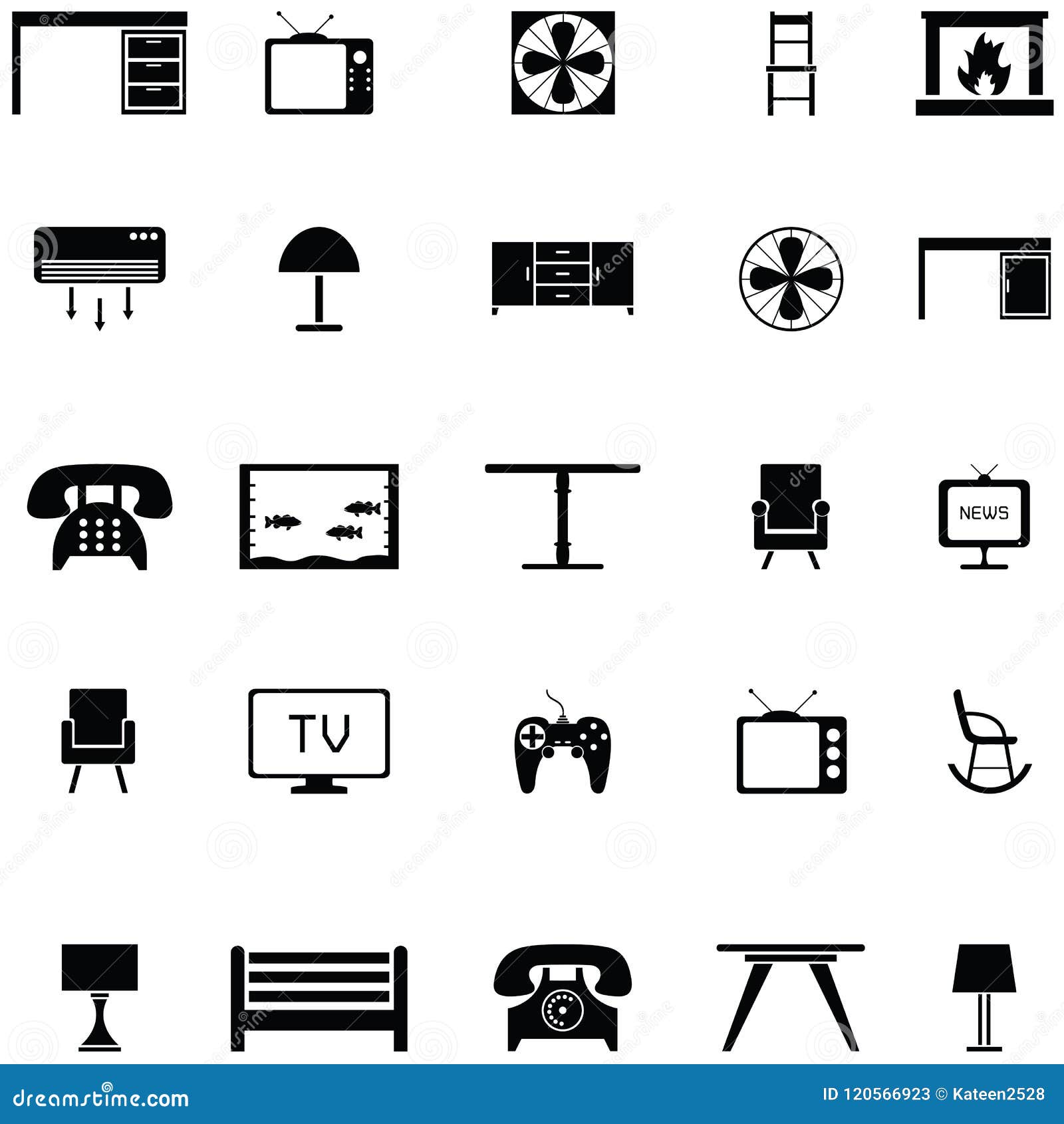 Living room icon set stock vector. Illustration of isolated - 120566923