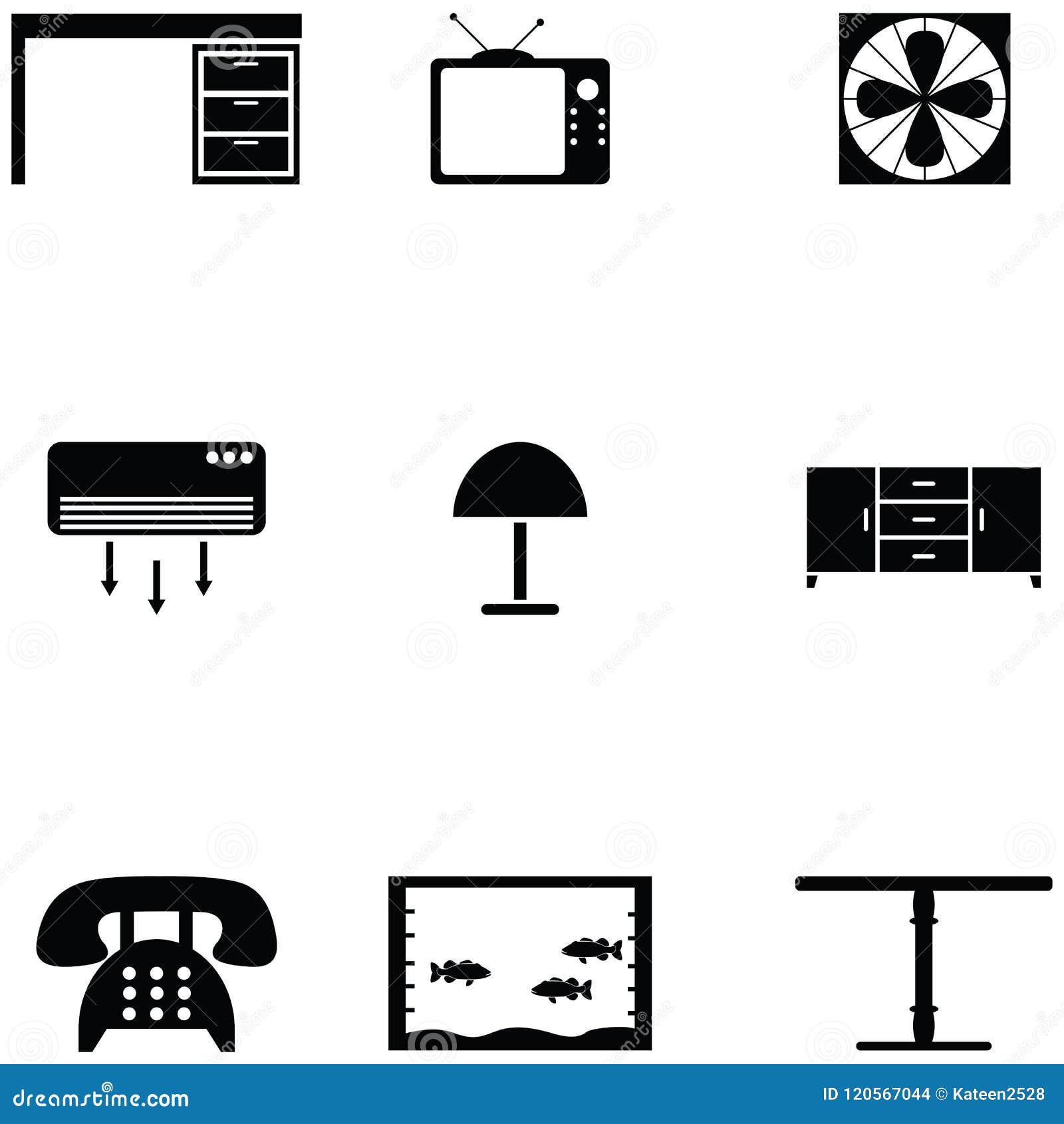 Living room icon set stock vector. Illustration of concept - 120567044