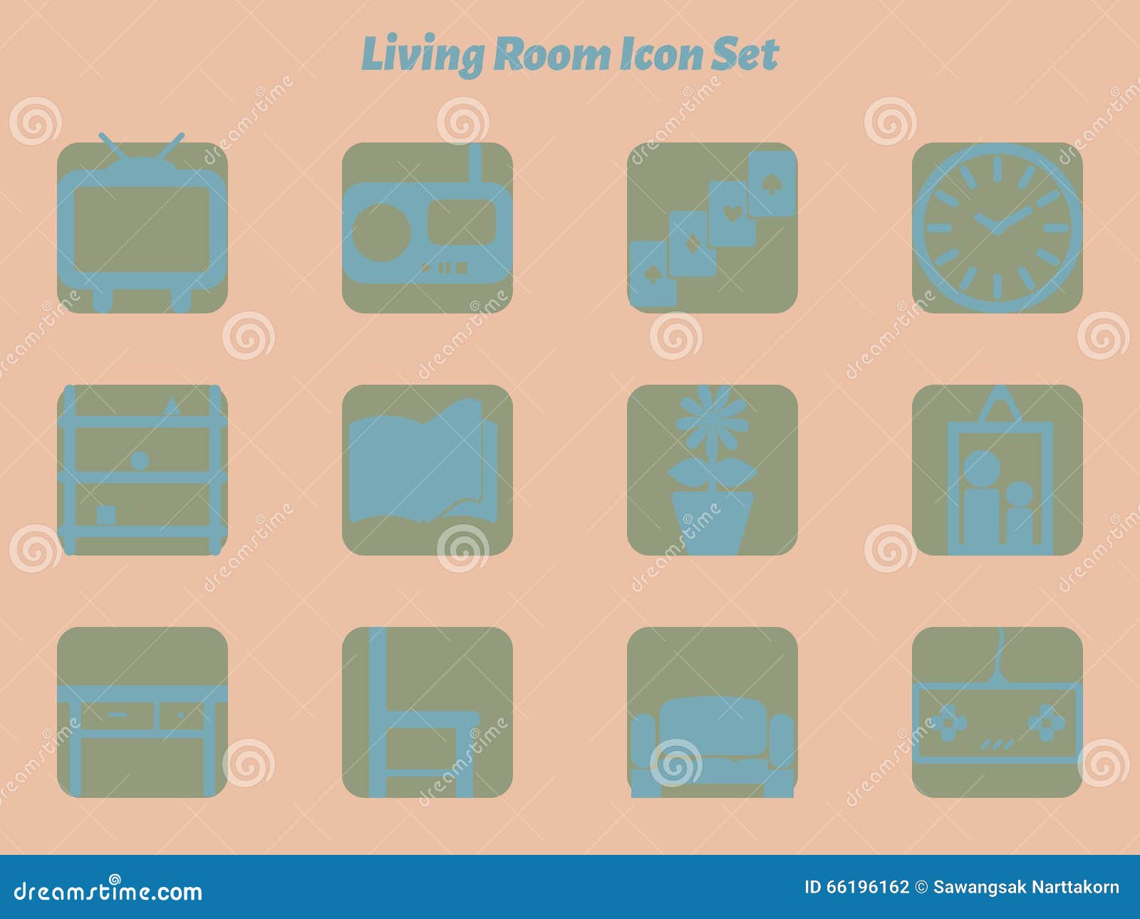 Living room icon set stock illustration. Illustration of radio - 66196162