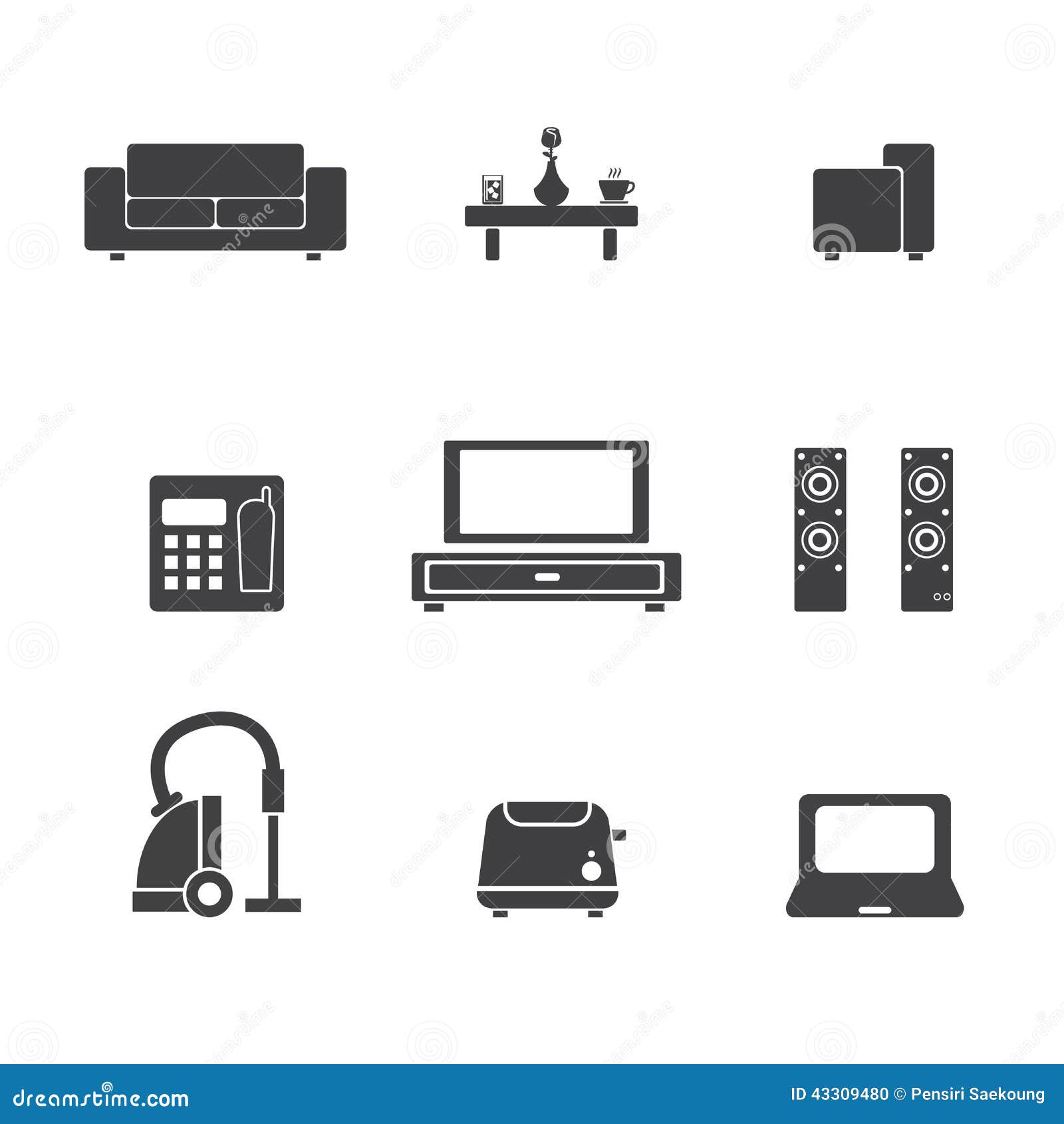 Living room icon stock vector. Illustration of lamp, decor - 43309480