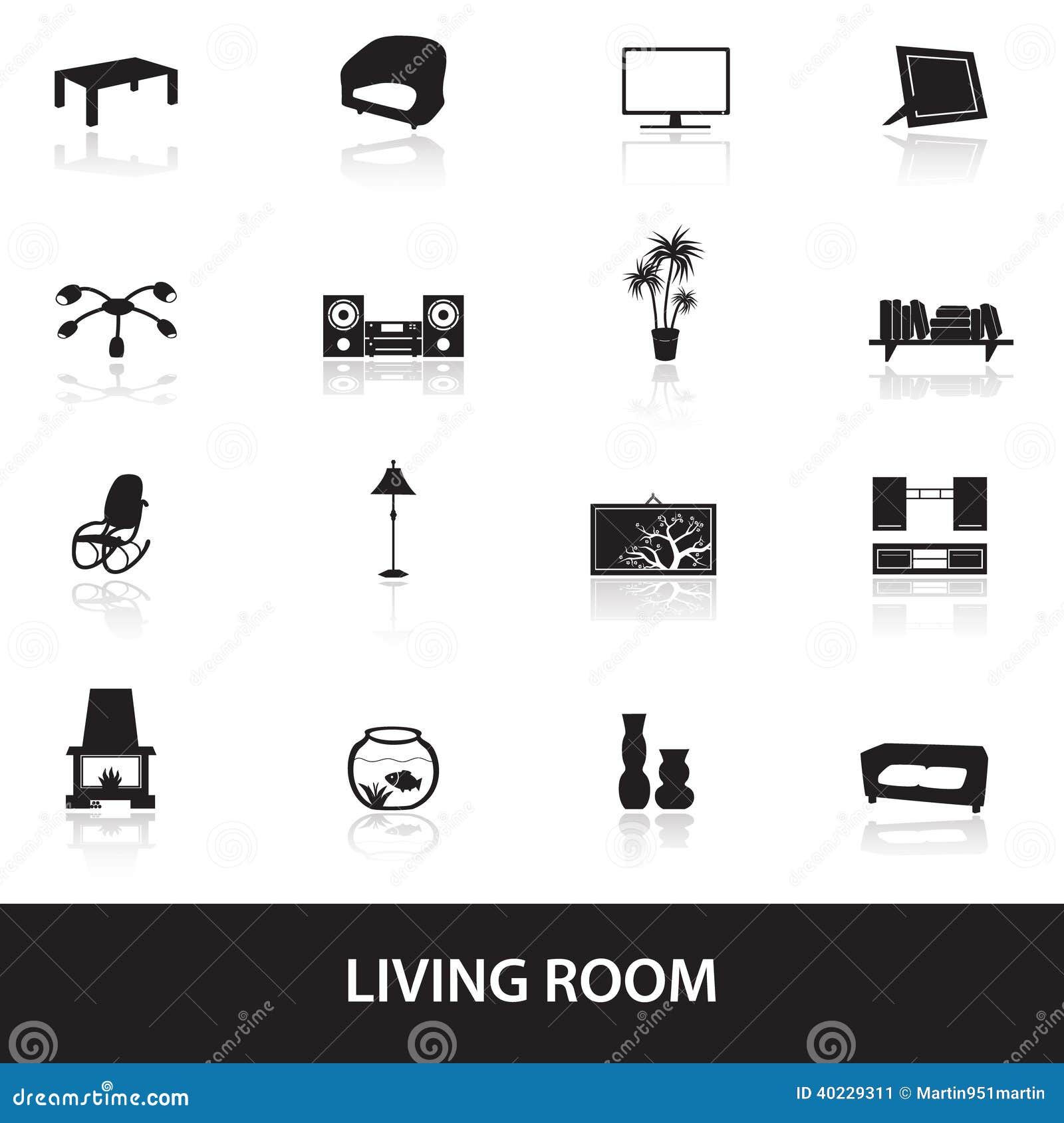 Living room icons eps10 stock vector. Illustration of object - 40229311