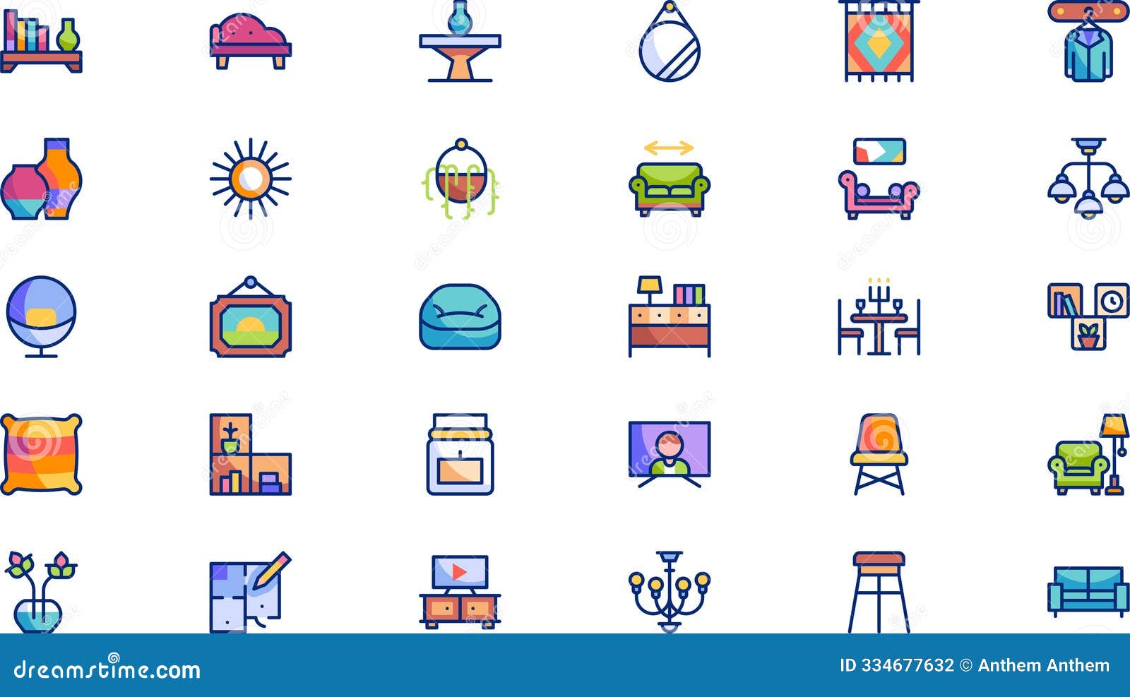Living Room Icons High-Quality Vector Icons Collection with Editable ...