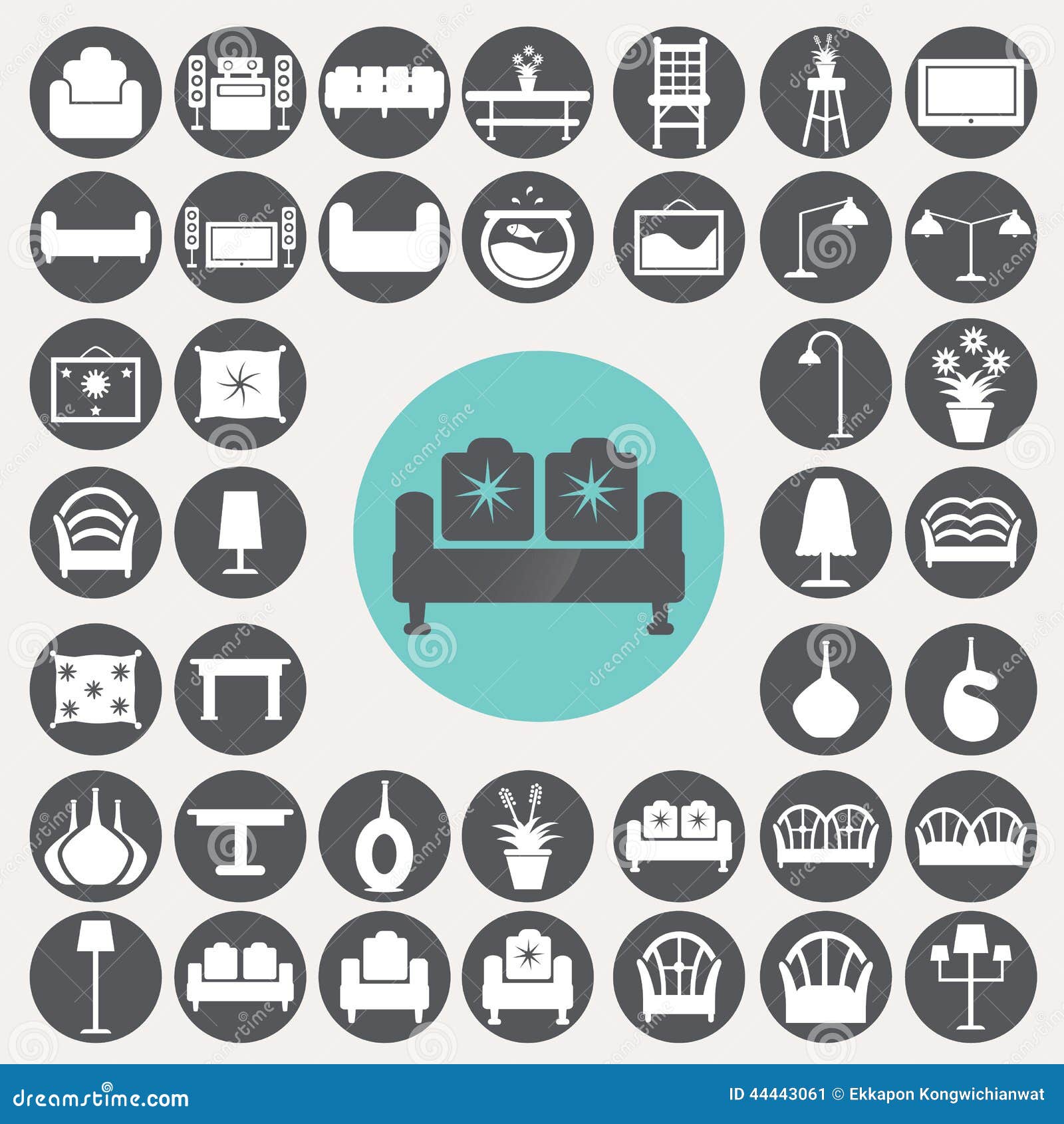 Living room icons set. stock illustration. Illustration of framework ...
