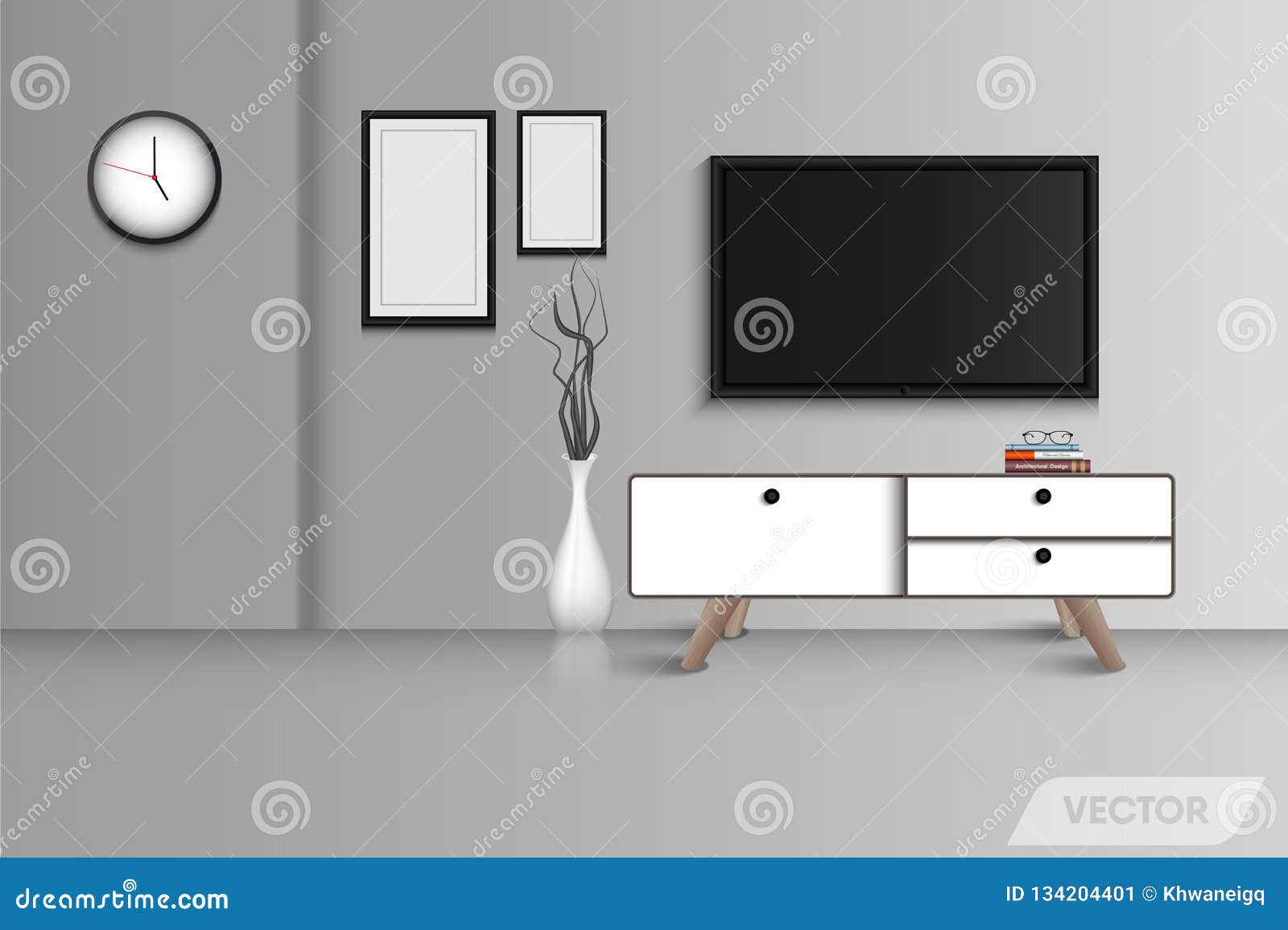 Living Room Interior Design and Decorative, Vector, Illustration Stock ...