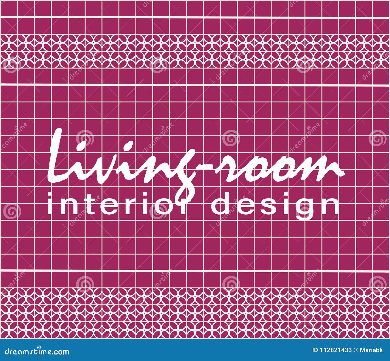 Living-room Interior Design. Text on Tile. Pink Square Tiles with Decor ...