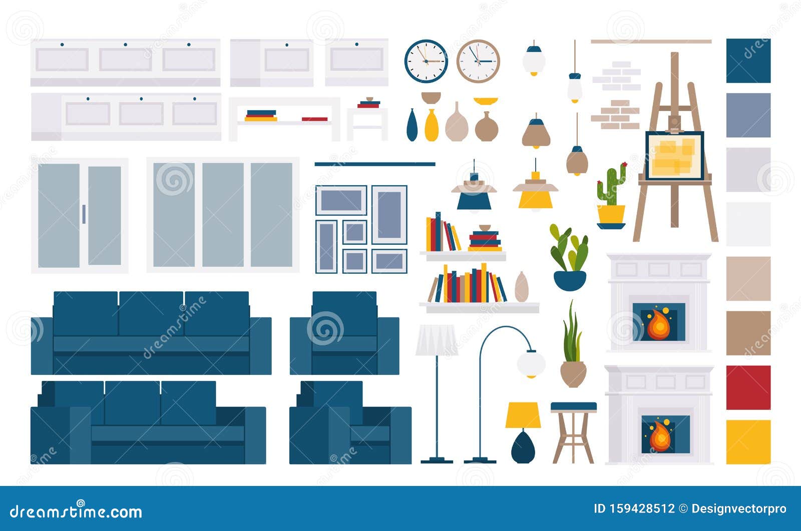Living Room Interior Elements, Indoor Objects Stock Vector ...
