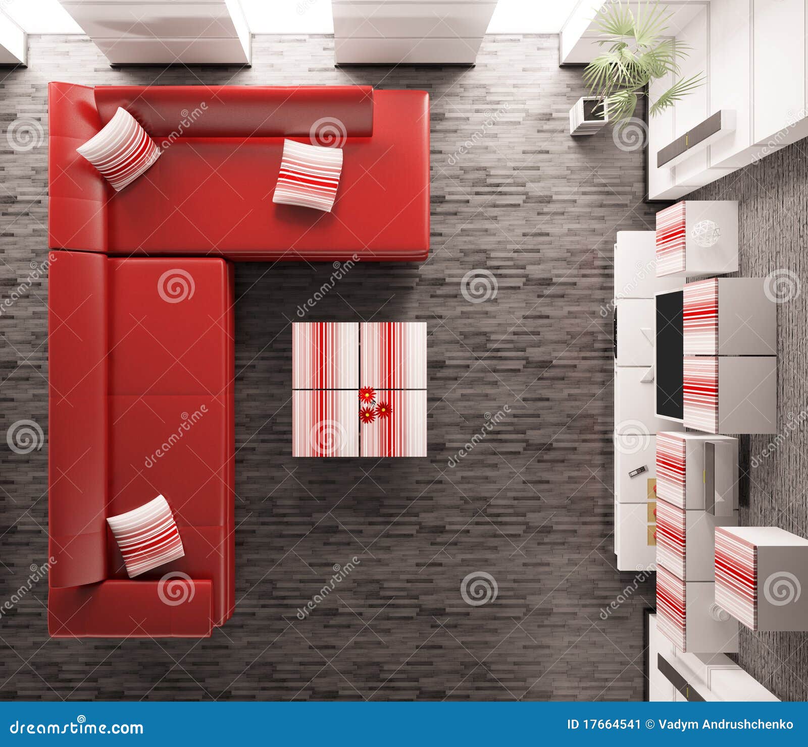 Living Room Interior Top View 3d Render Stock Illustration ...