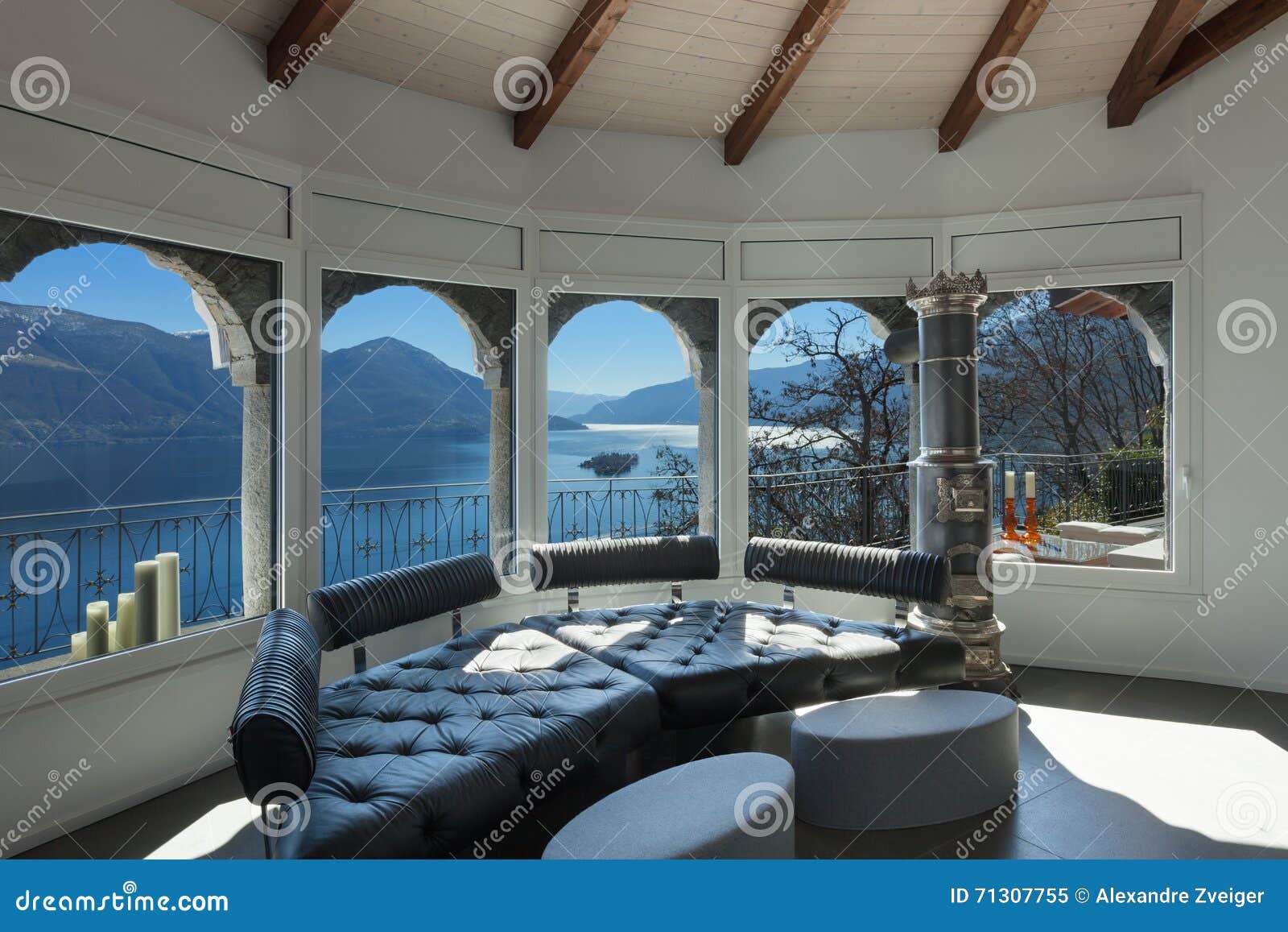 Living Room with Leather Divan Stock Image - Image of inside, indoor ...