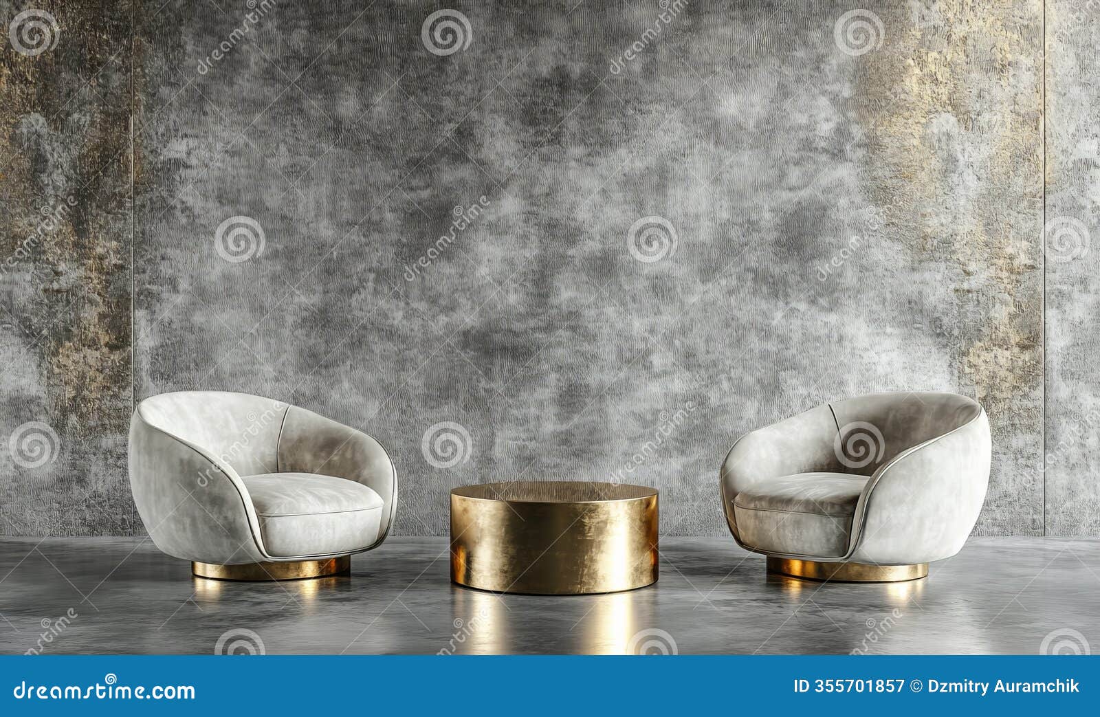 Living Room with a Modern Lounge Design and a Background of Concrete ...