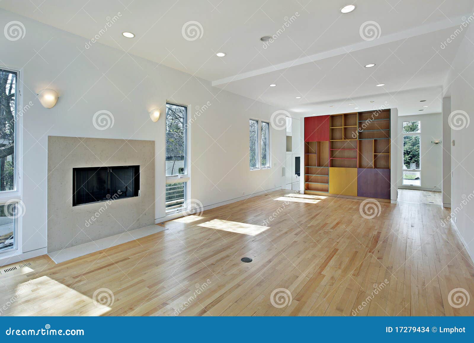 Living Room with Multi-colored Cabinet Stock Photo - Image of suburbs ...