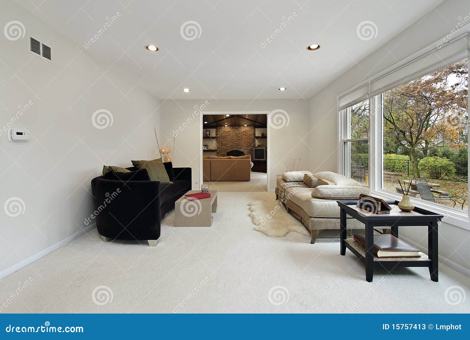 Living Room with Outside View Stock Image - Image of fixtures, living ...