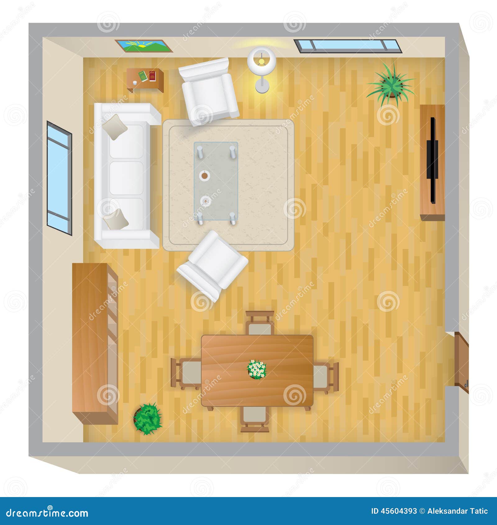 Living Room Plan stock vector. Illustration of decoration - 45604393