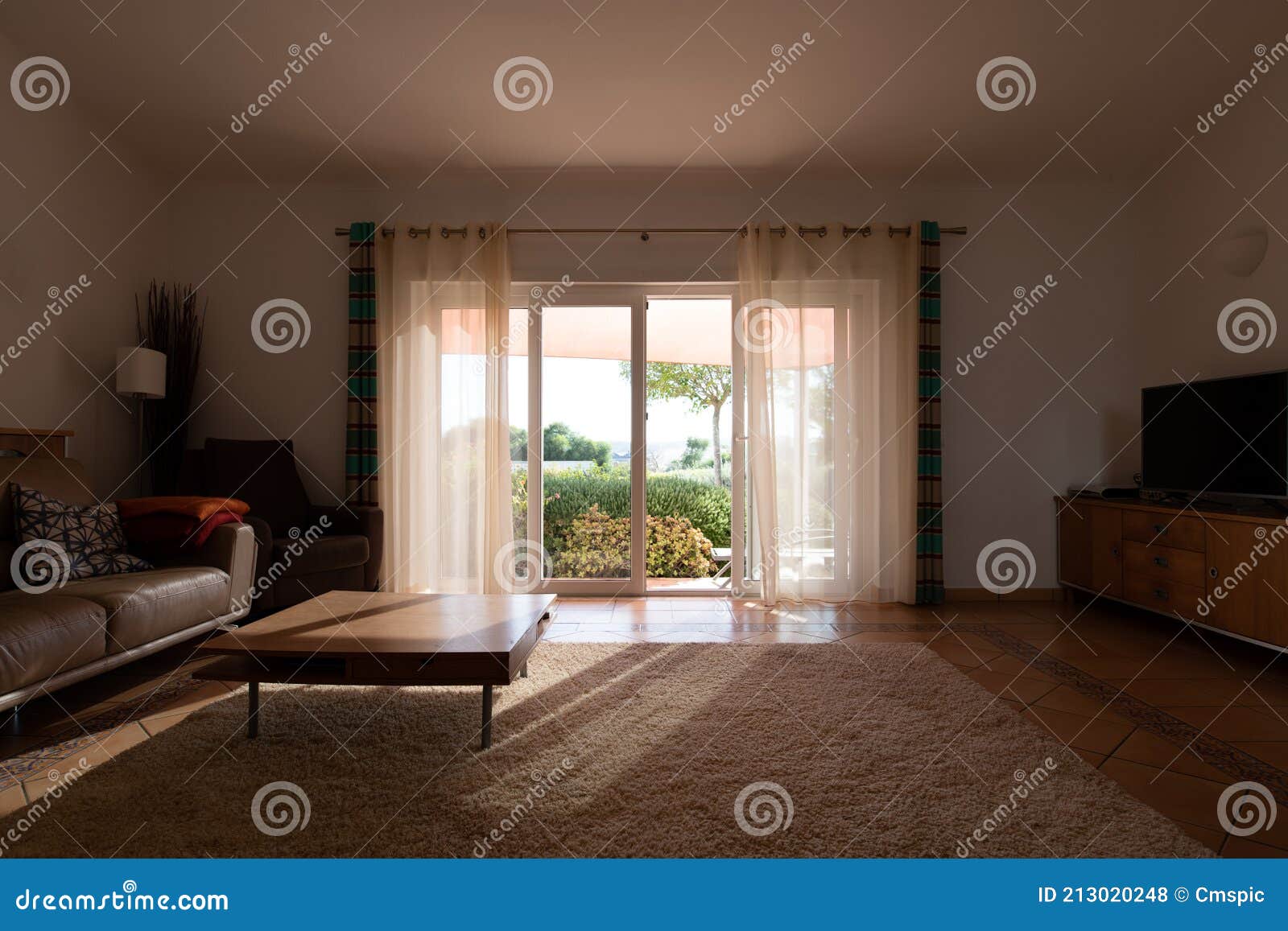 Living Room in the Shade with Natural Light Editorial Stock Photo ...