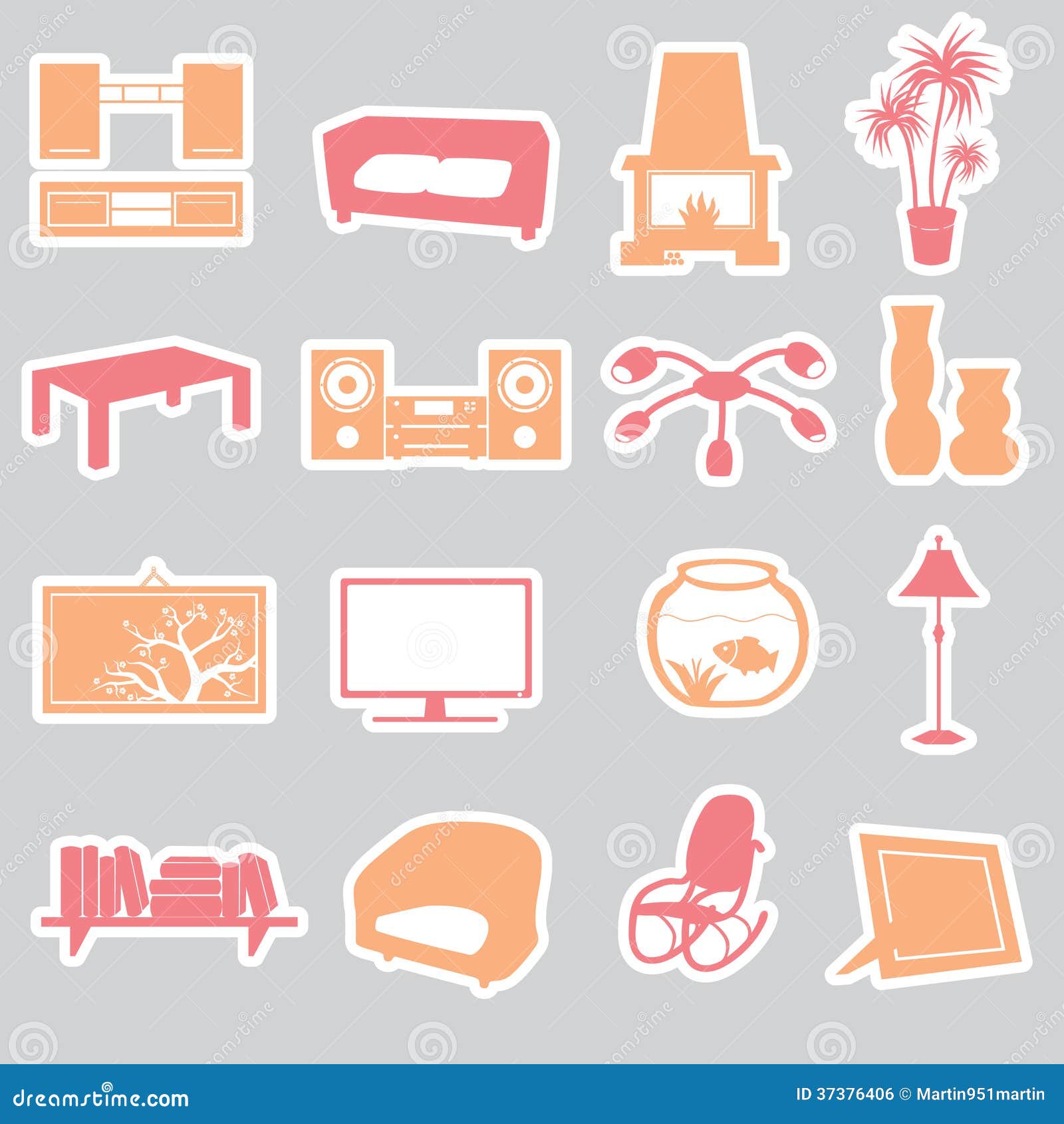 Living room stickers stock vector. Illustration of light - 37376406